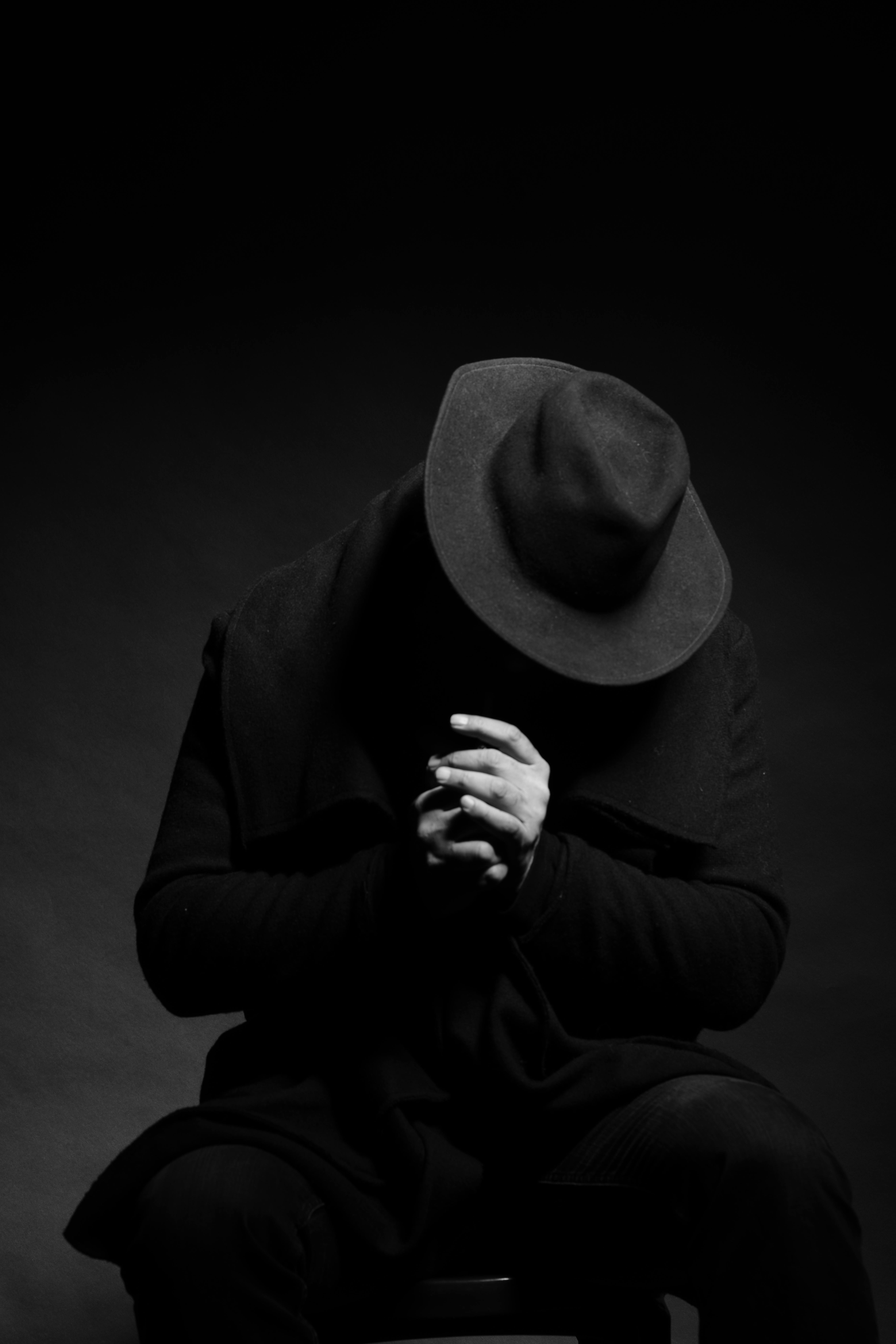 Dramatic Black and White Portrait of Anonymous Figure · Free Stock Photo