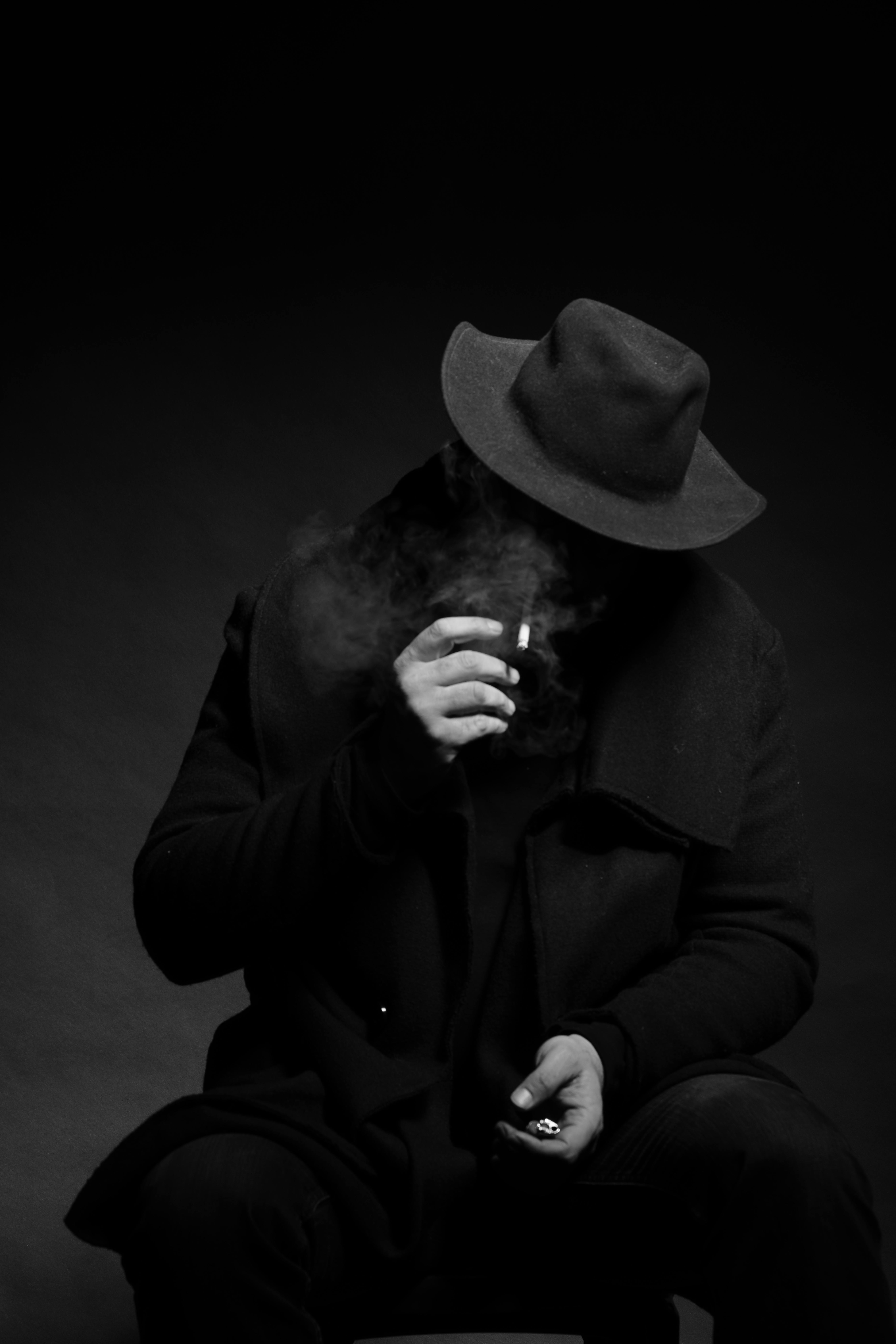 Dramatic Black and White Portrait of Anonymous Figure · Free Stock Photo