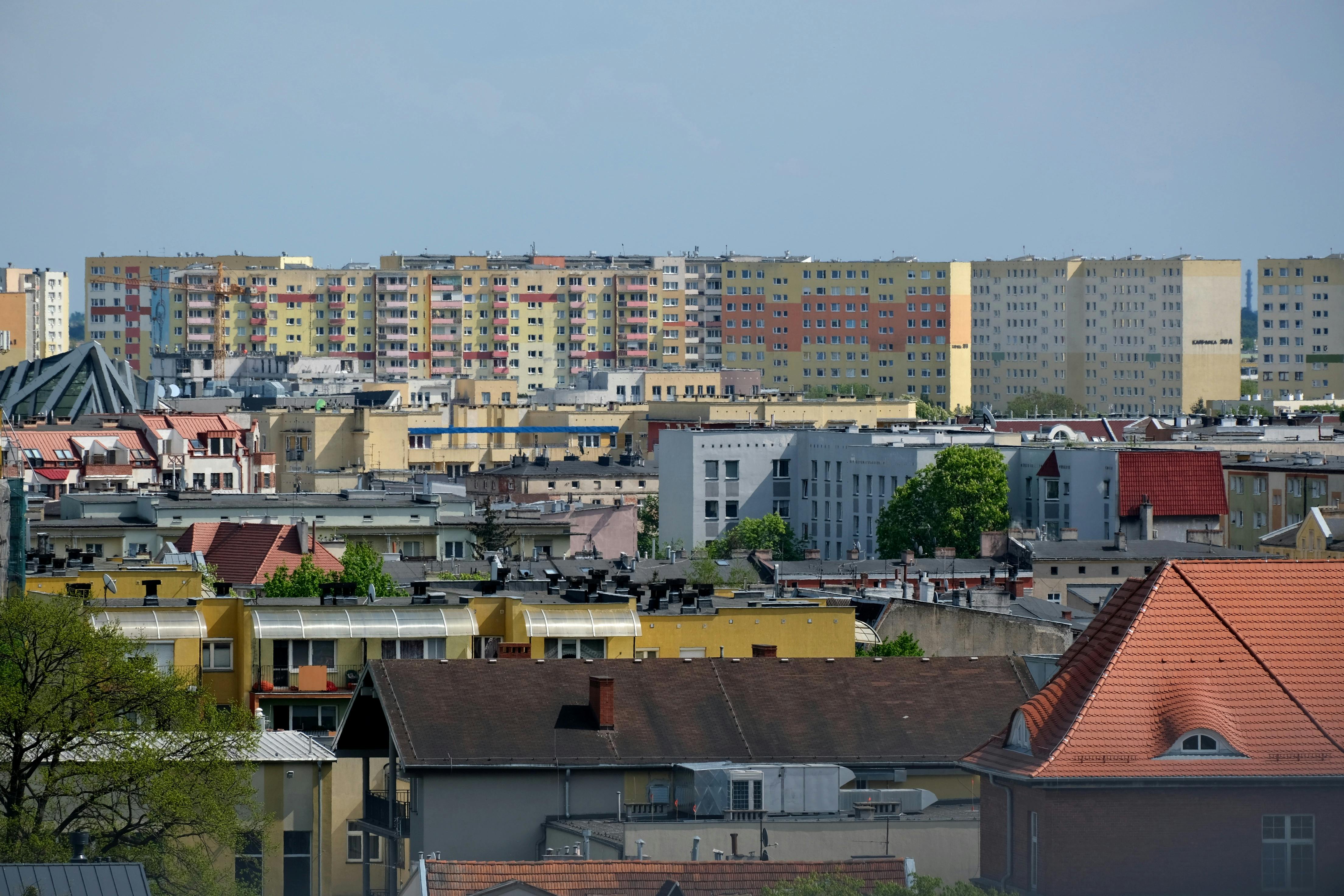 Colorful Urban Landscape with High-Rise Buildings · Free Stock Photo