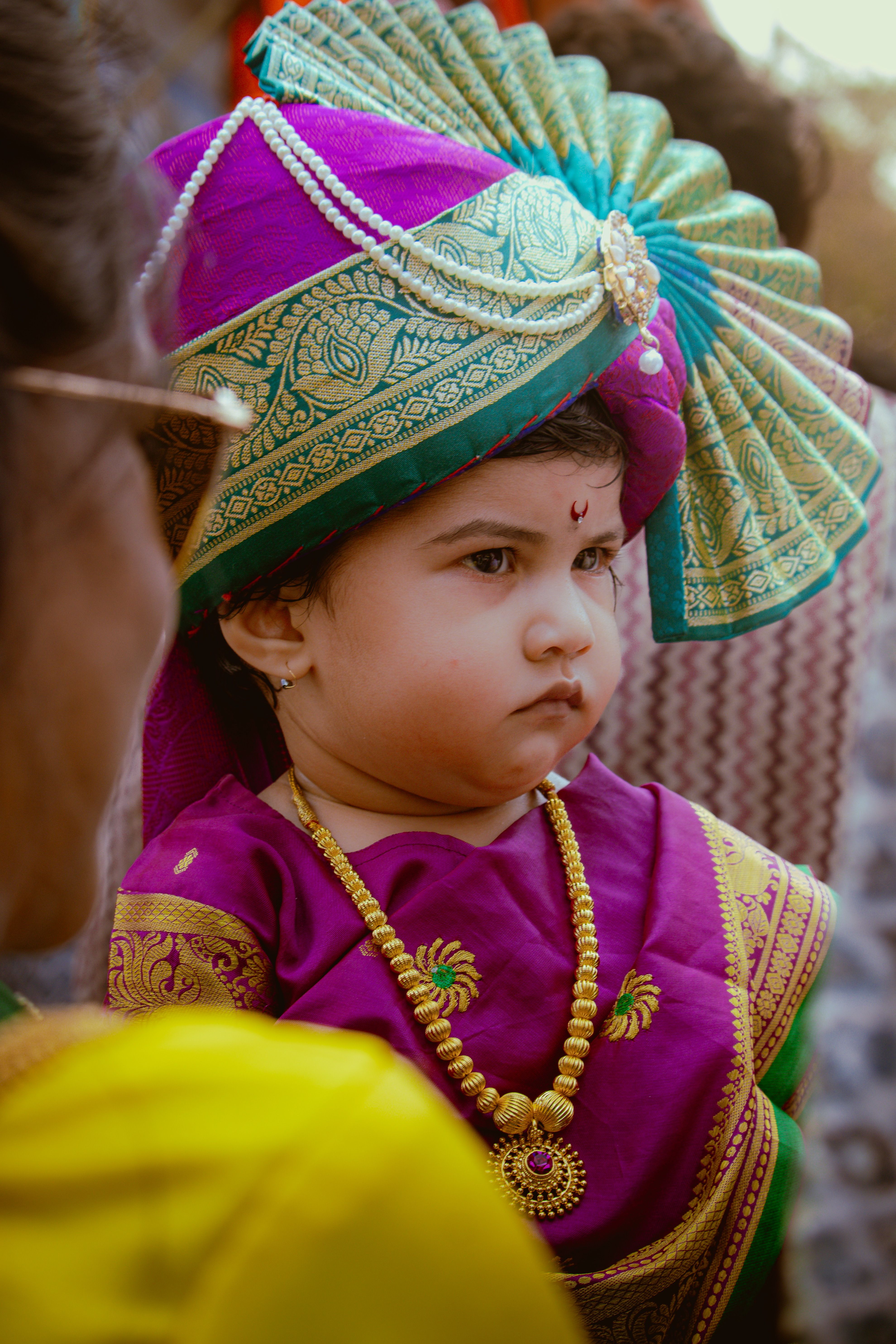 Traditional Marathi Attire on Child during Festival · Free Stock Photo
