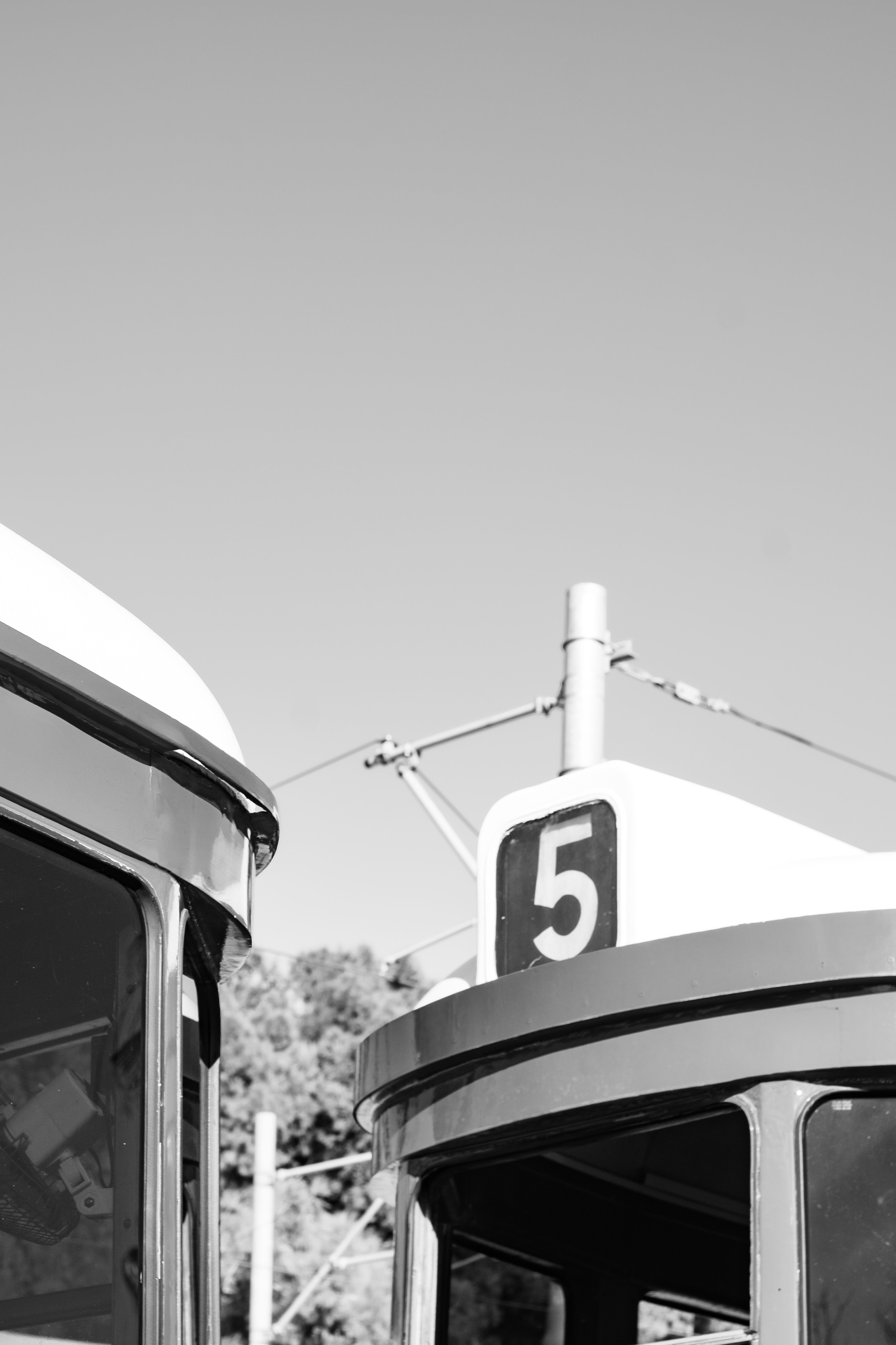 Black and White Vintage Tram Number 5 · Free Stock Photo