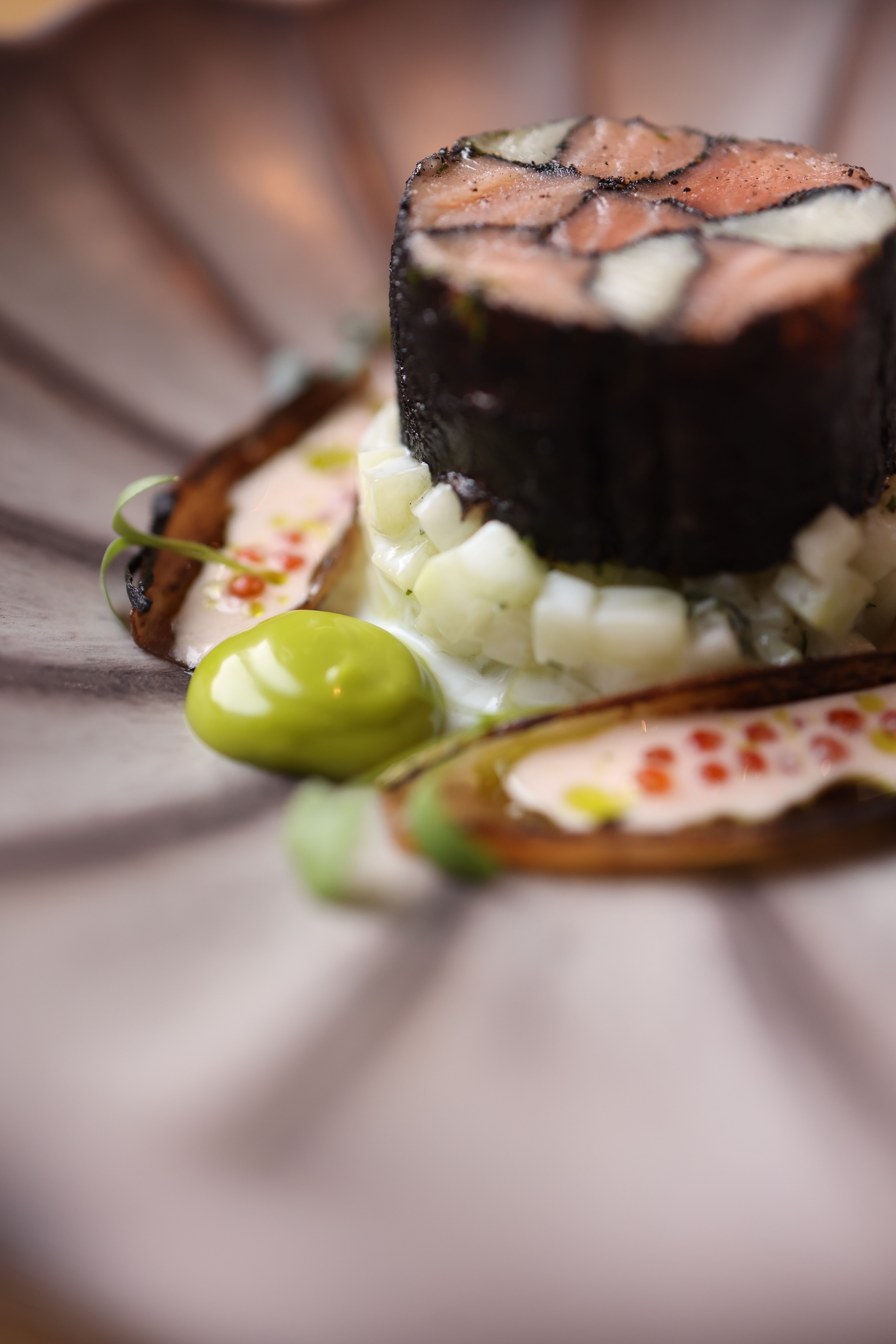 Gourmet Salmon Dish with Artistic Presentation · Free Stock Photo