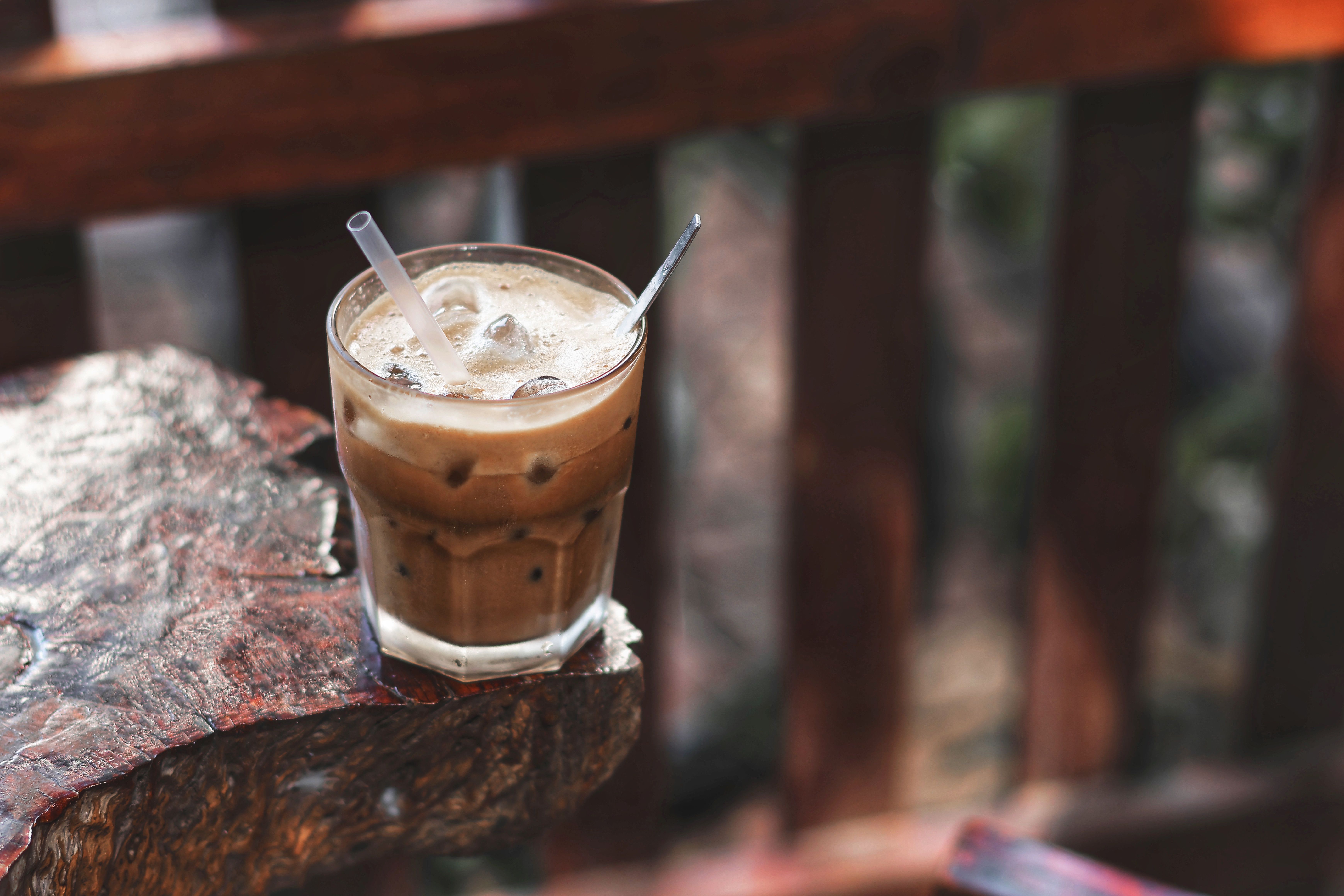 Chilled Iced Coffee on Rustic Wooden Table · Free Stock Photo