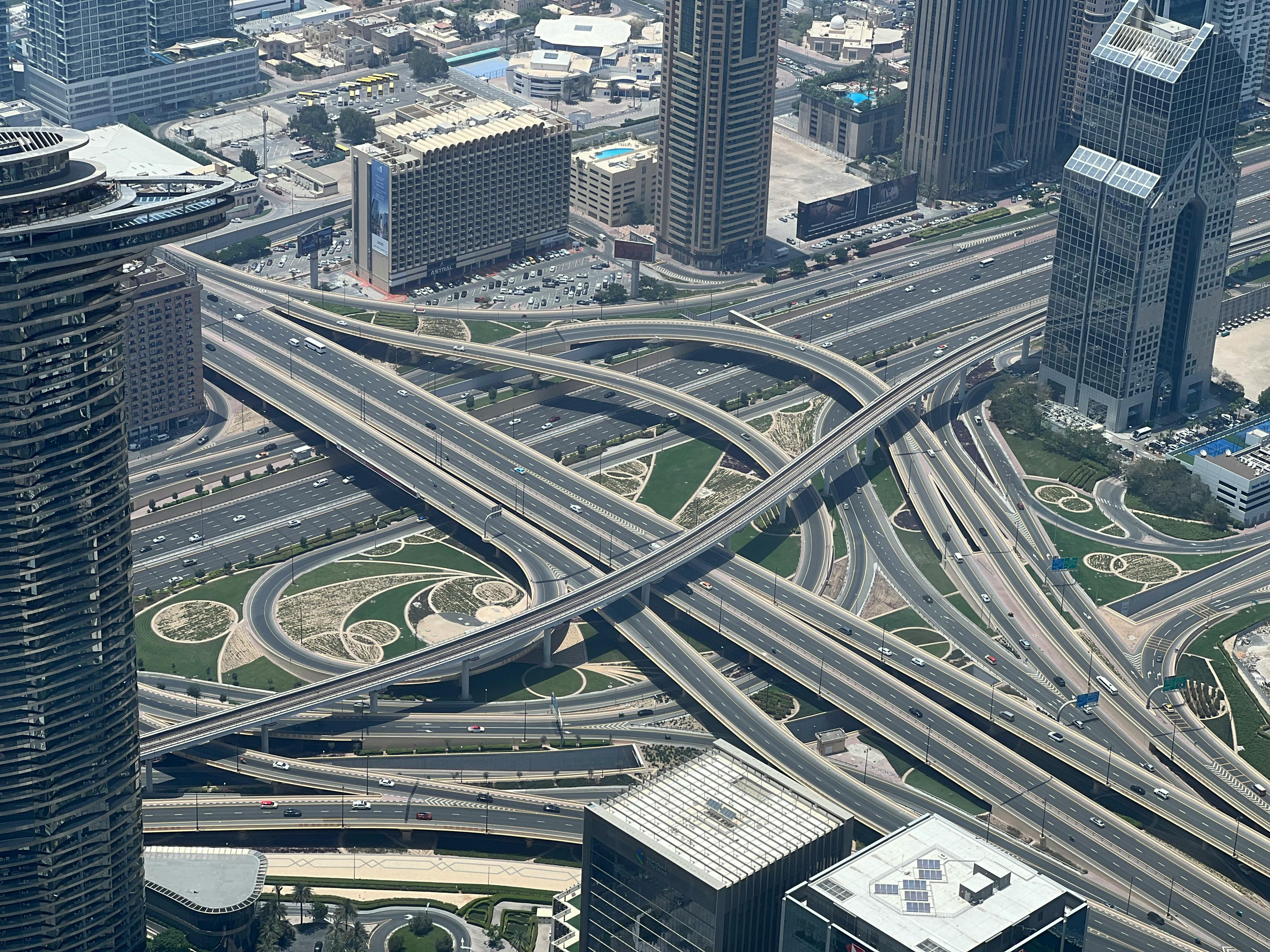 Dubai's Intricate Highway Interchange from Above · Free Stock Photo