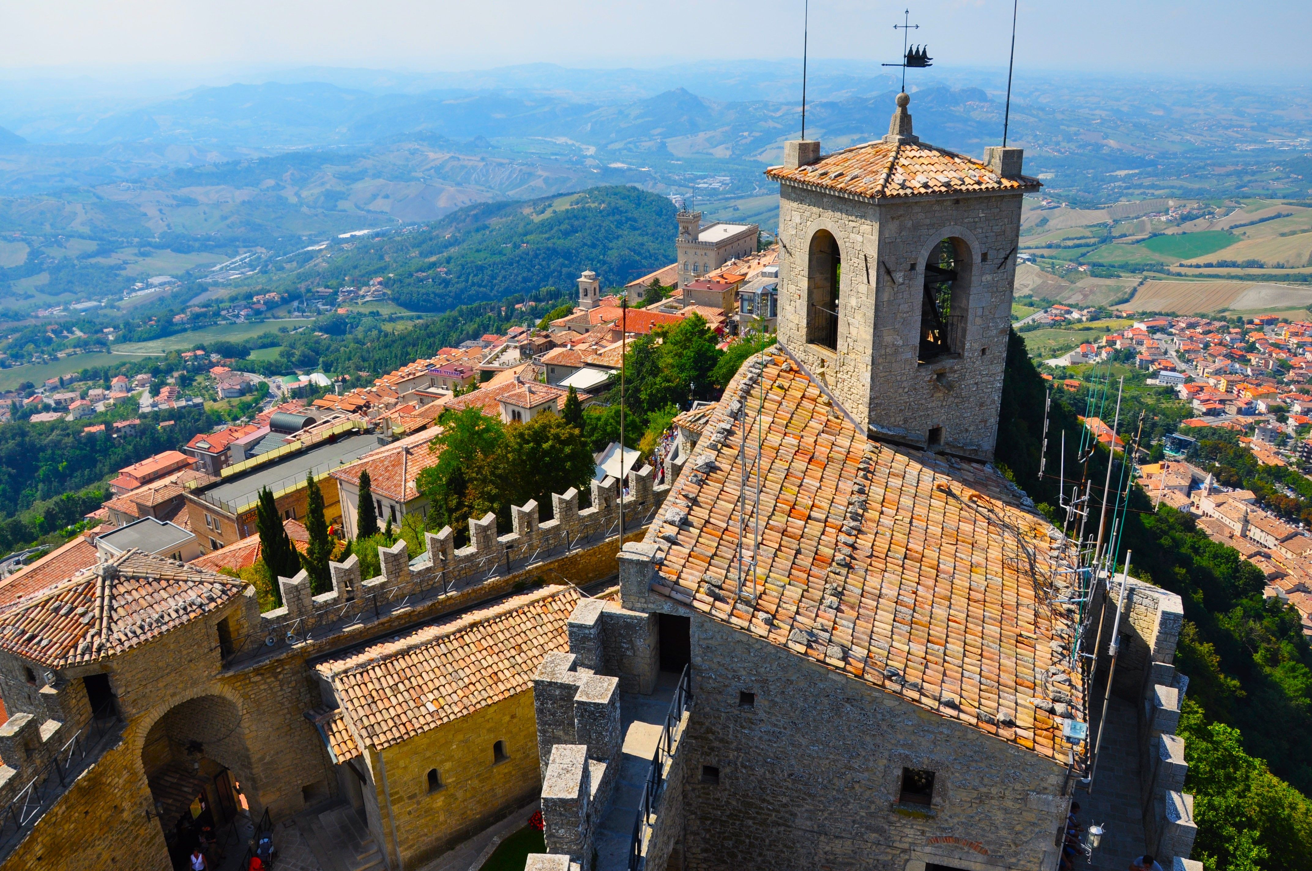 Aerial View of San Marino's Historic Castle · Free Stock Photo