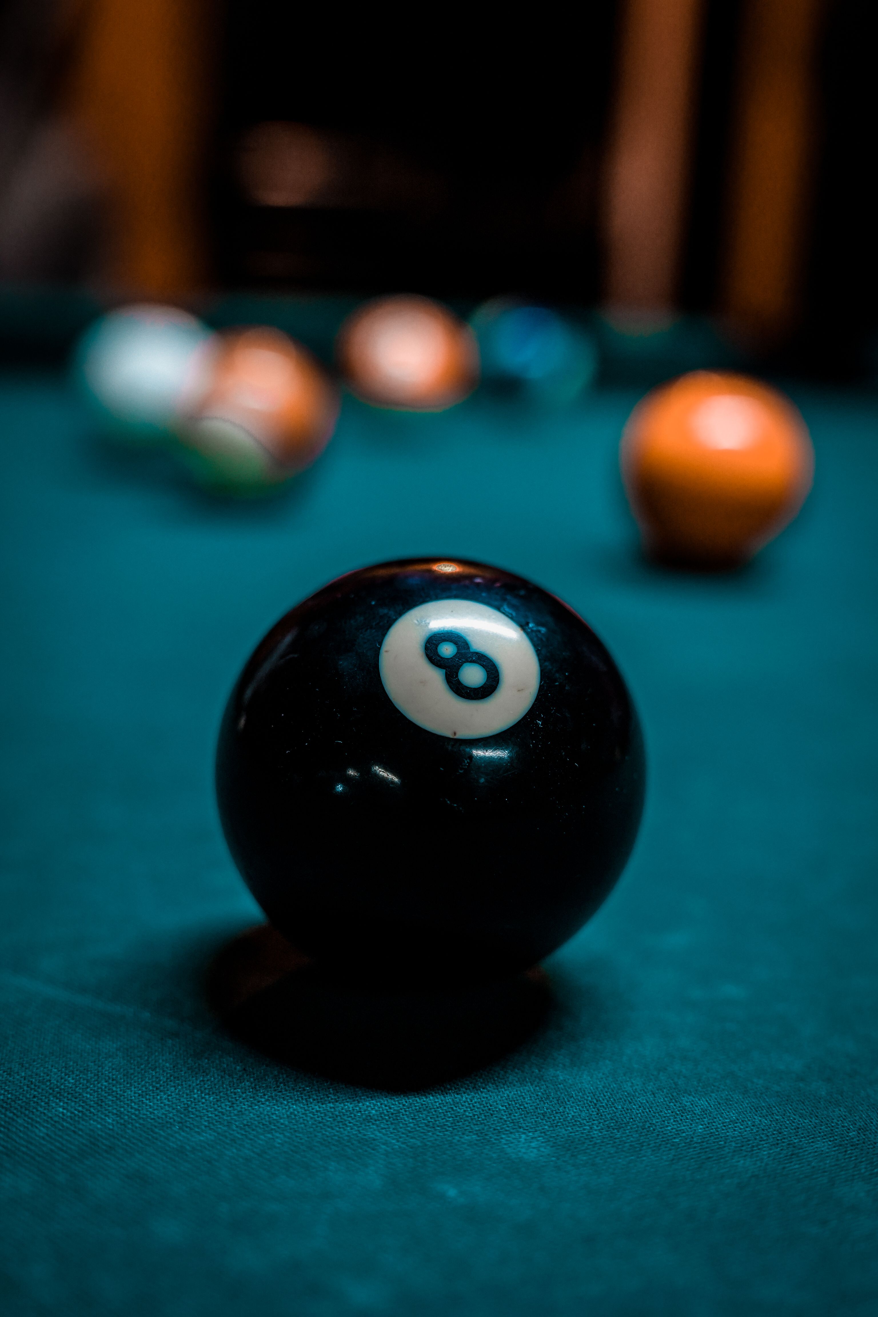 Close-Up of Black 8-Ball on Pool Table · Free Stock Photo