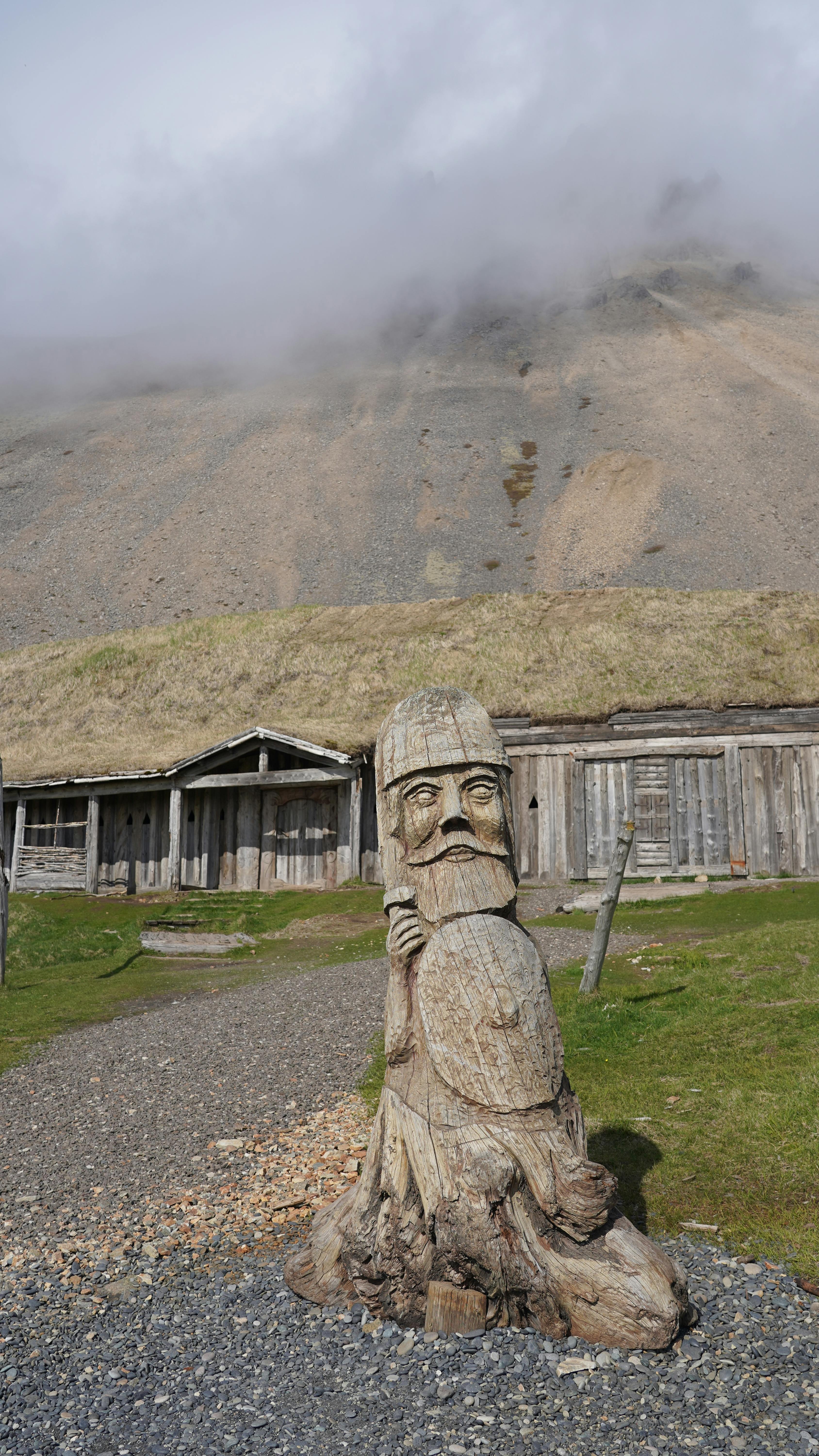 Icelandic Viking Wooden Sculpture by Rustic Cabin · Free Stock Photo