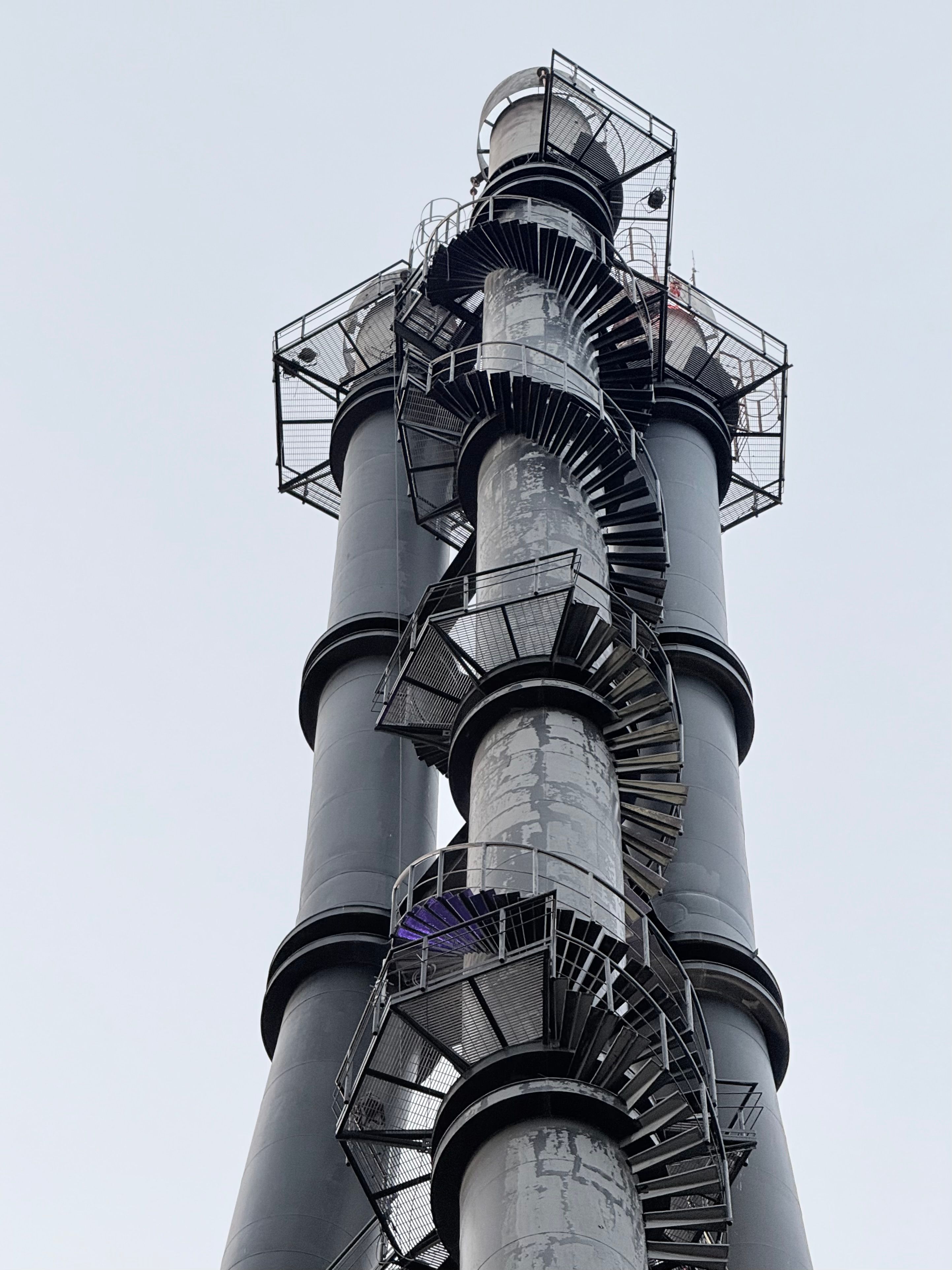 Industrial Chimney with Spiral Staircase · Free Stock Photo