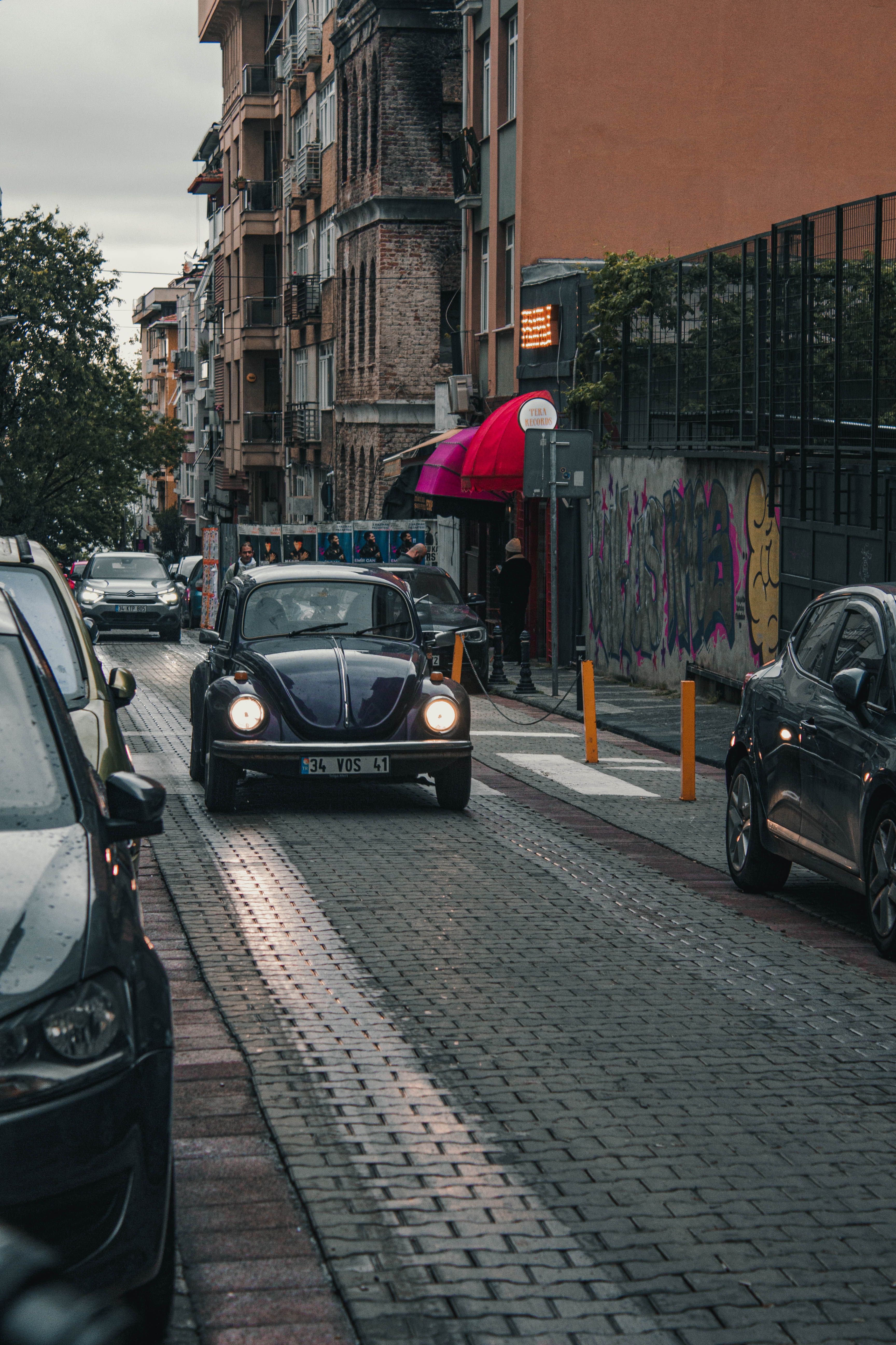 Classic Car on Rainy Street in Istanbul · Free Stock Photo