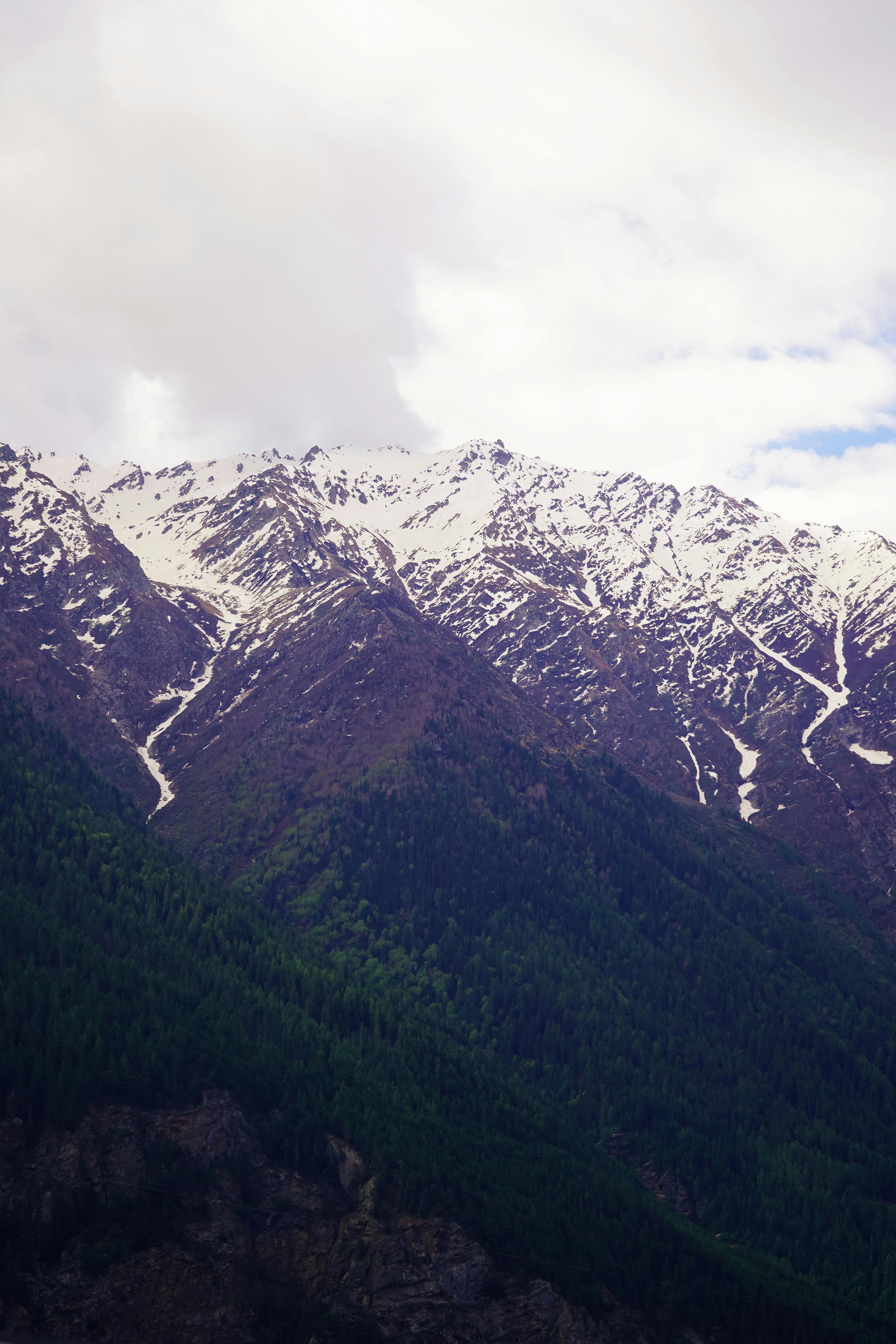 Majestic Snow-Capped Mountain Peaks in Spring · Free Stock Photo