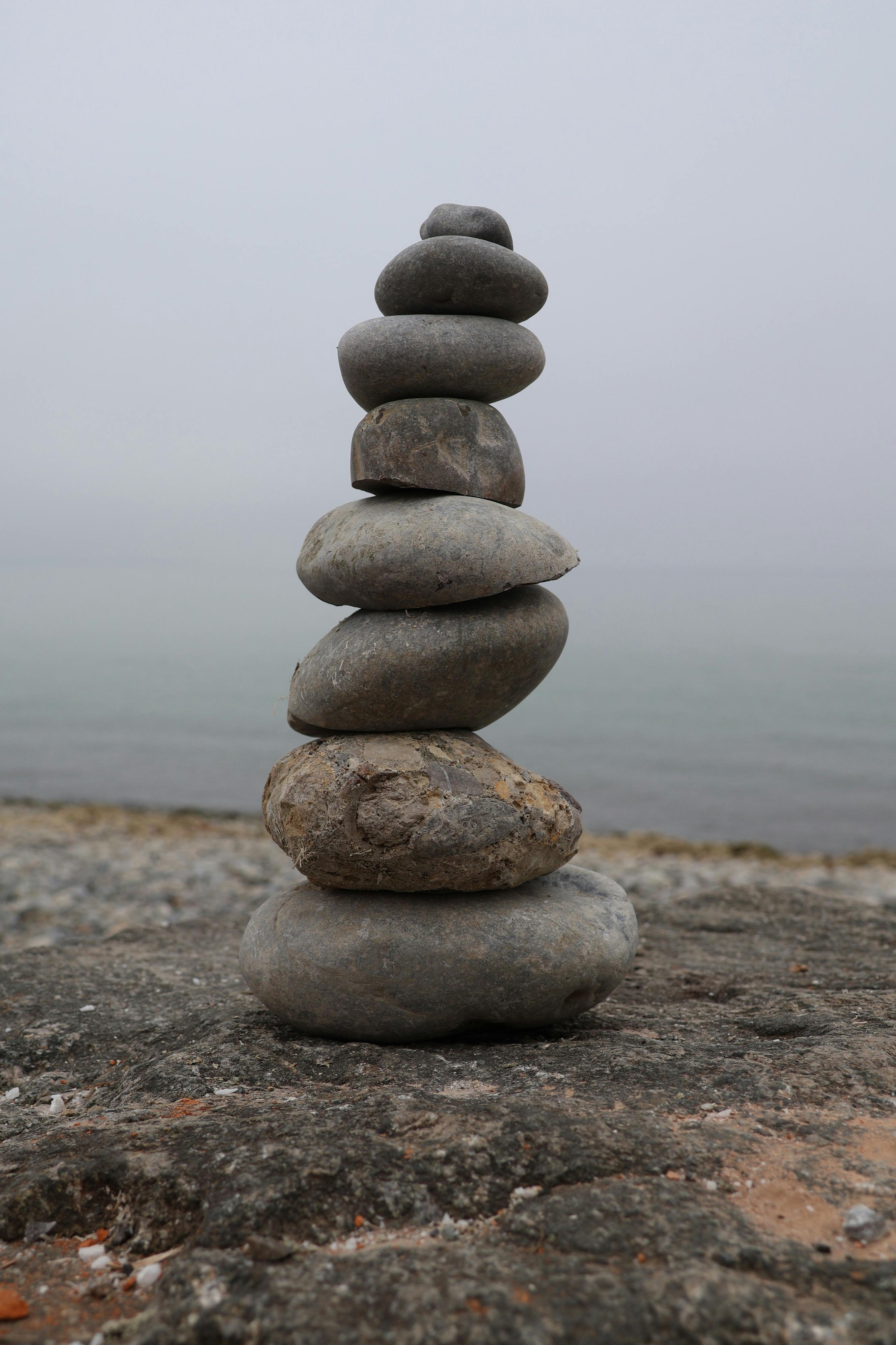 Balanced Stone Stack by Tranquil Beachside · Free Stock Photo