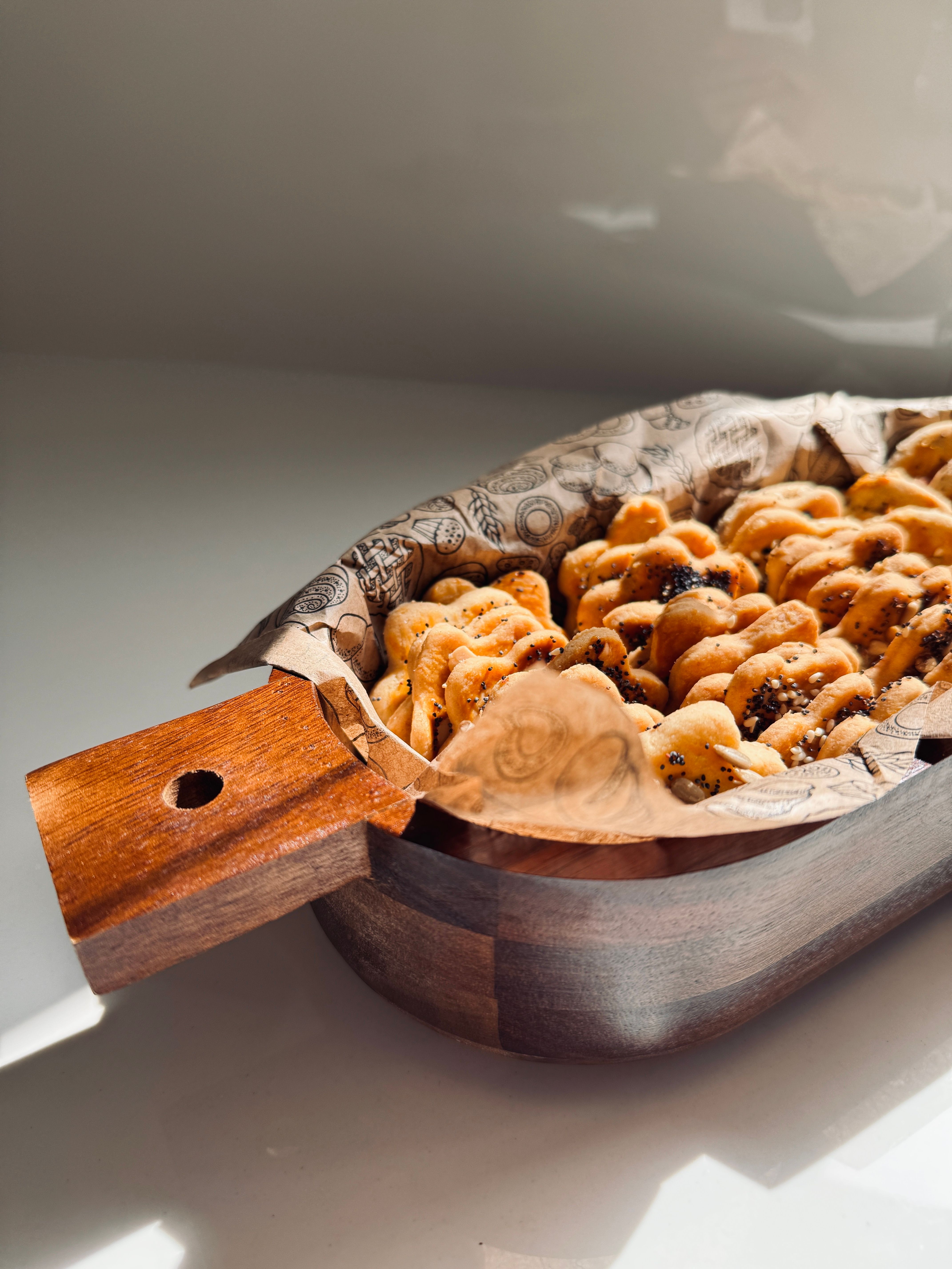 Rustic Wooden Tray with Savory Pastry Snacks · Free Stock Photo