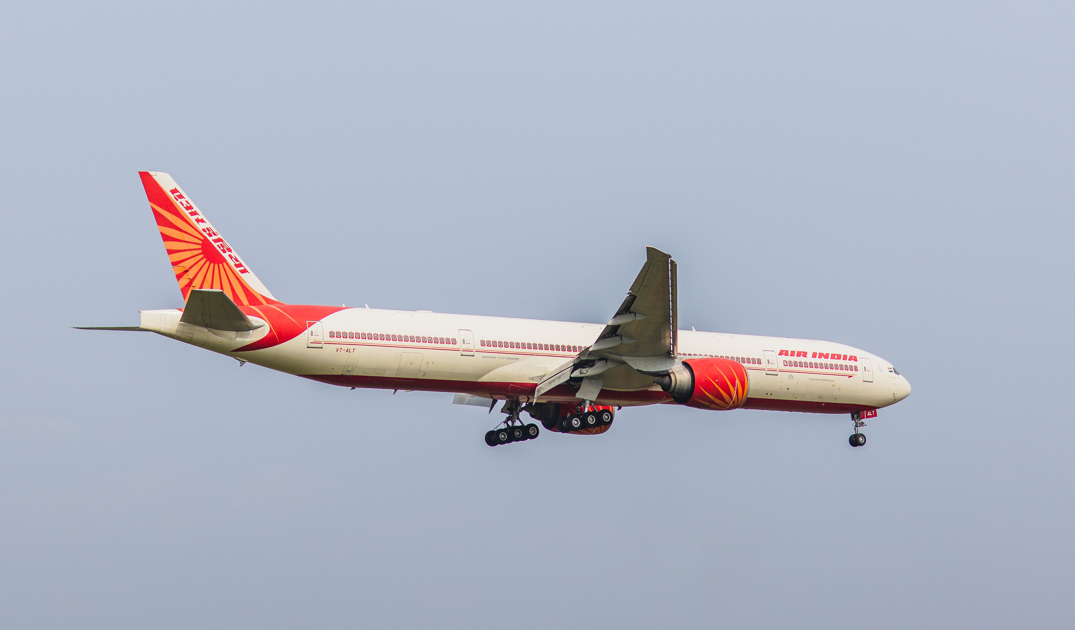 Air India Boeing 777 in Mid-Air Close-Up · Free Stock Photo