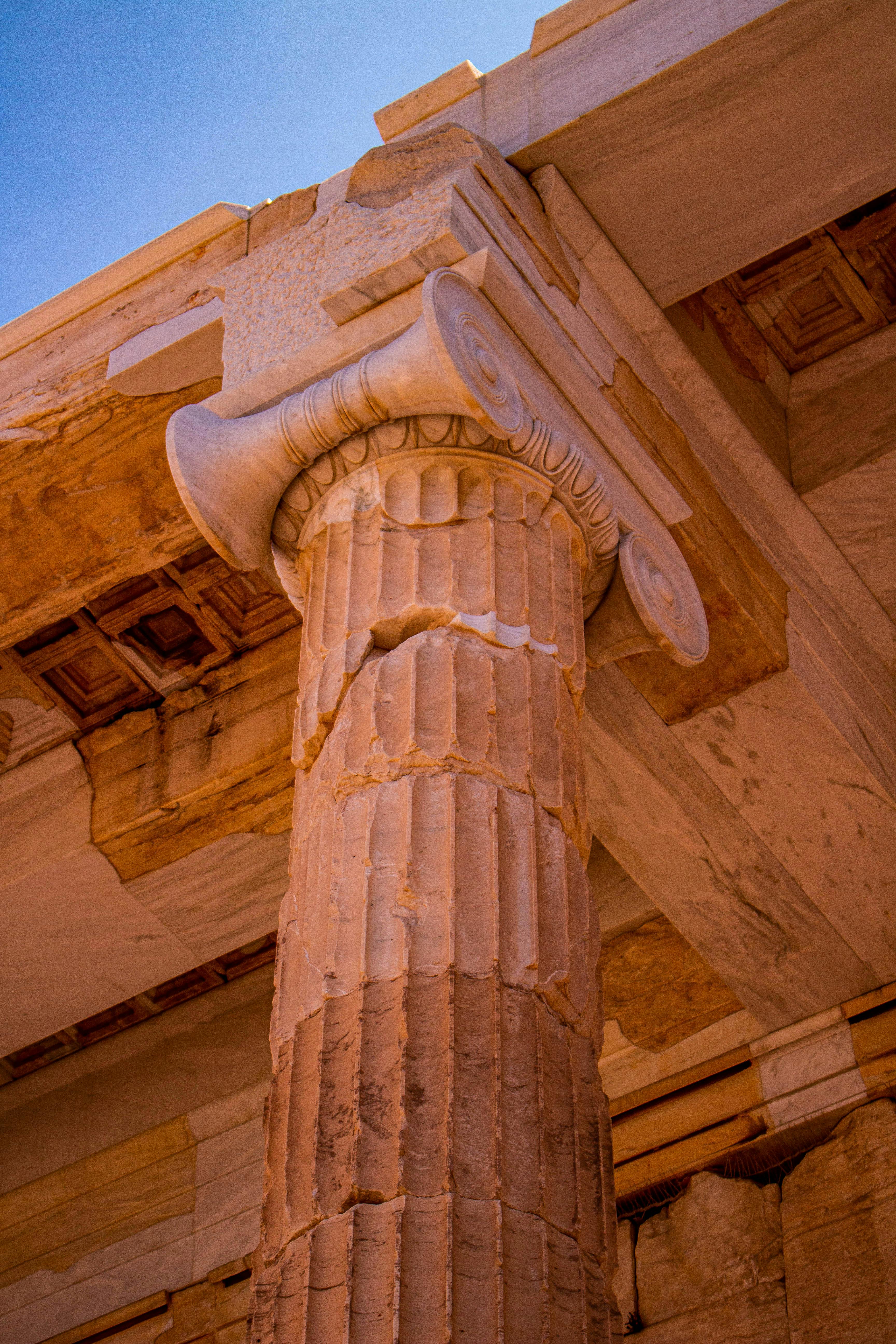Close-up of Ancient Greek Ionic Column · Free Stock Photo