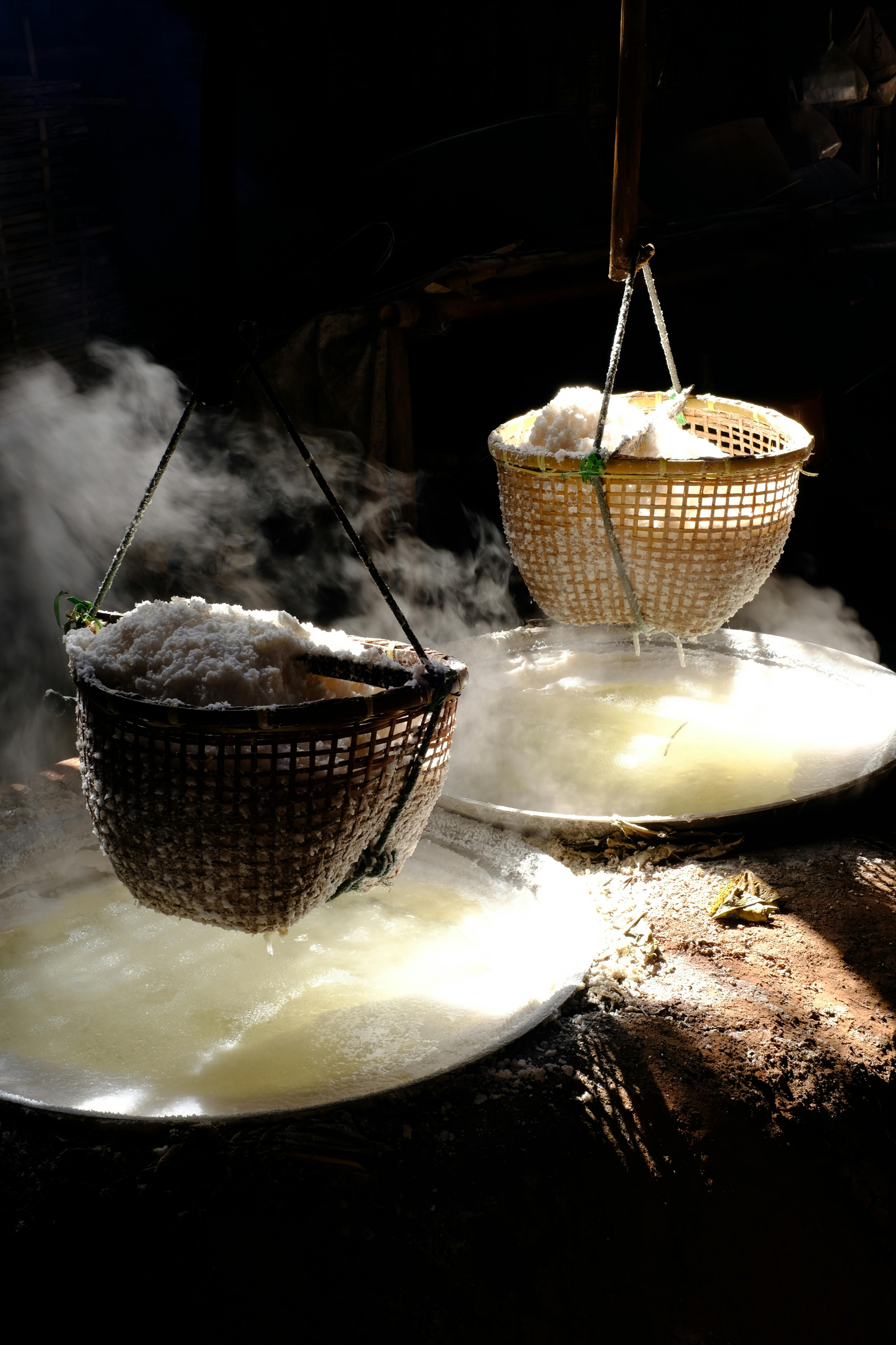 Traditional Salt Production in Woven Baskets · Free Stock Photo