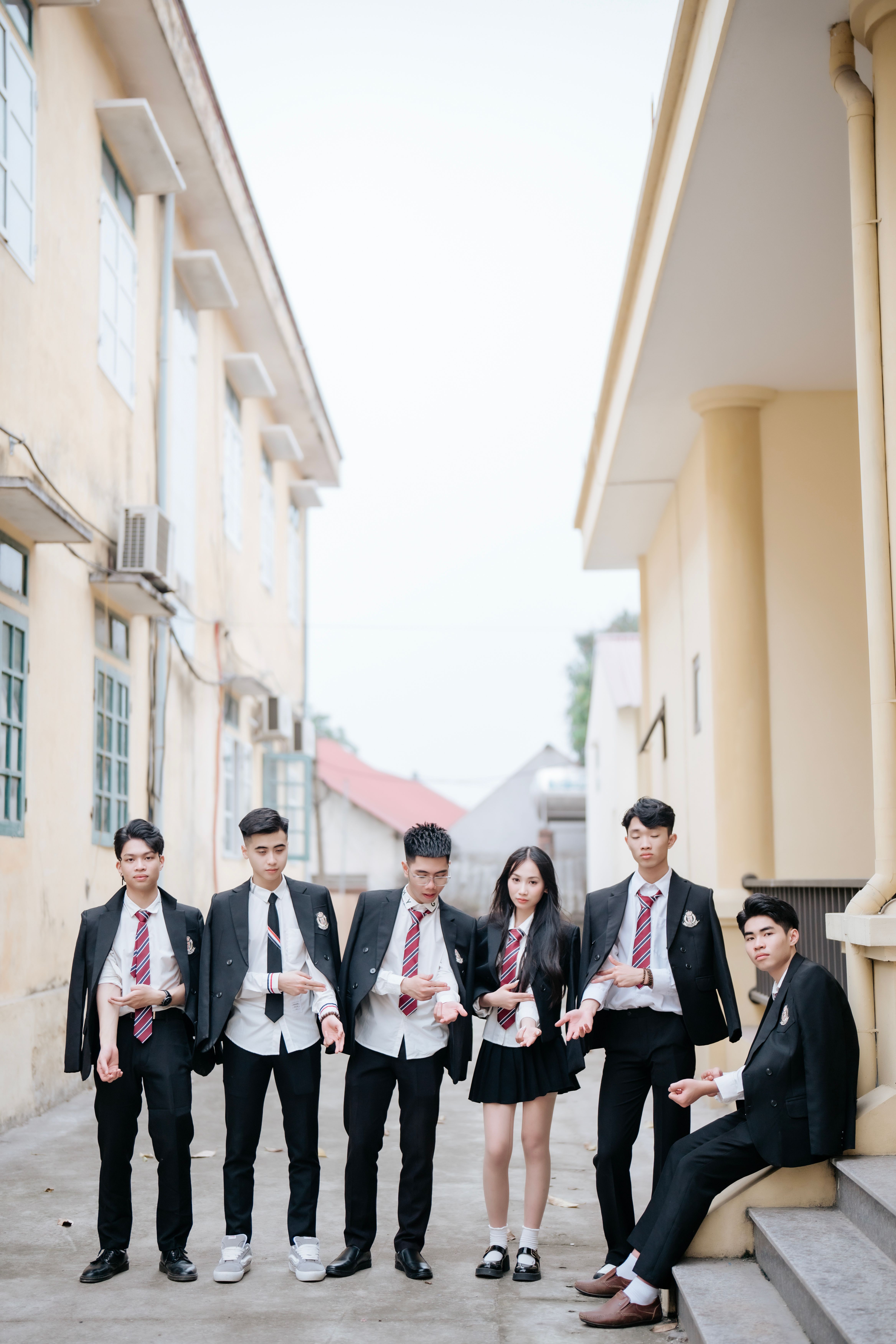 Group of Students in School Uniform Outdoors · Free Stock Photo