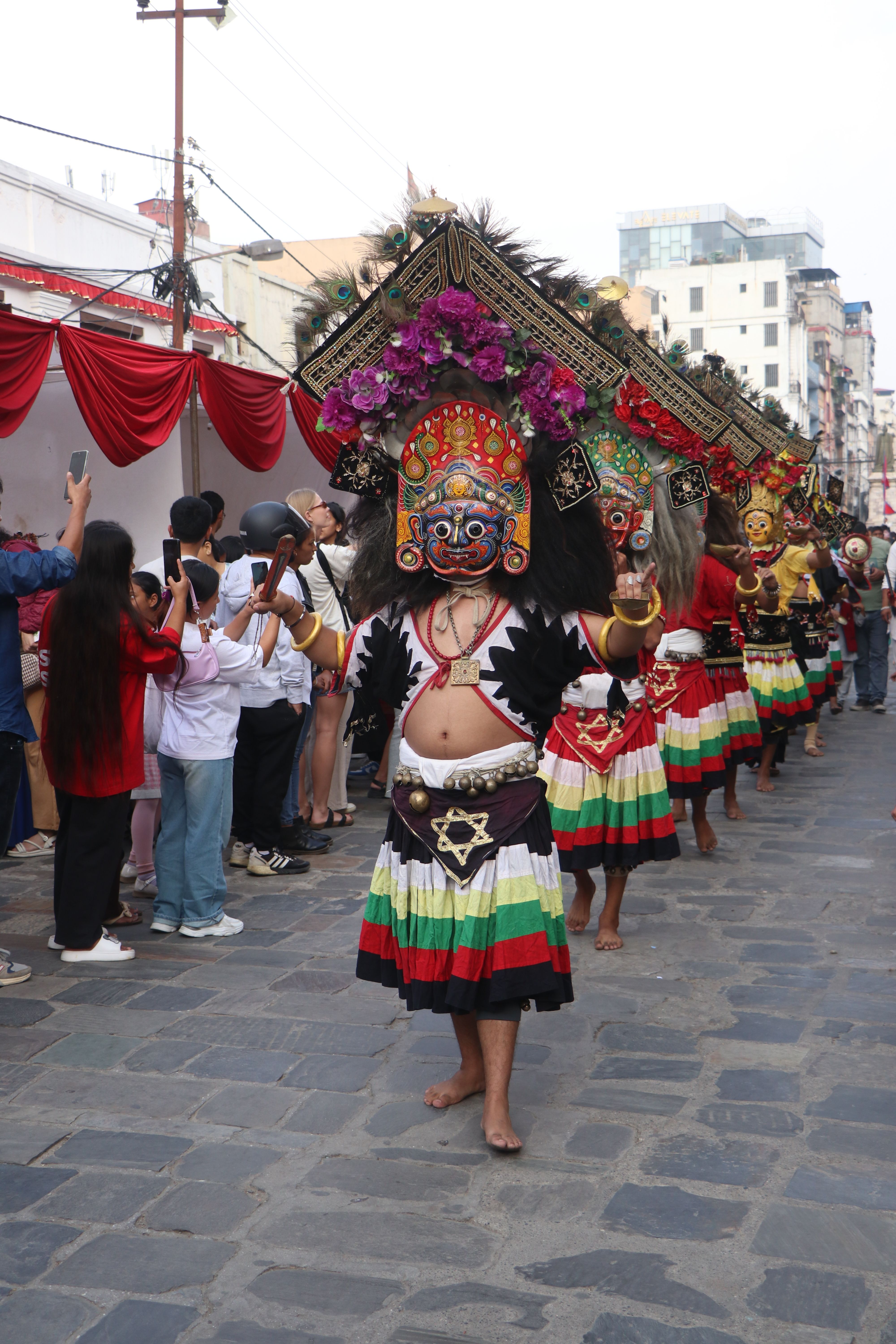 Vibrant Newari Festival Parade in Kathmandu · Free Stock Photo