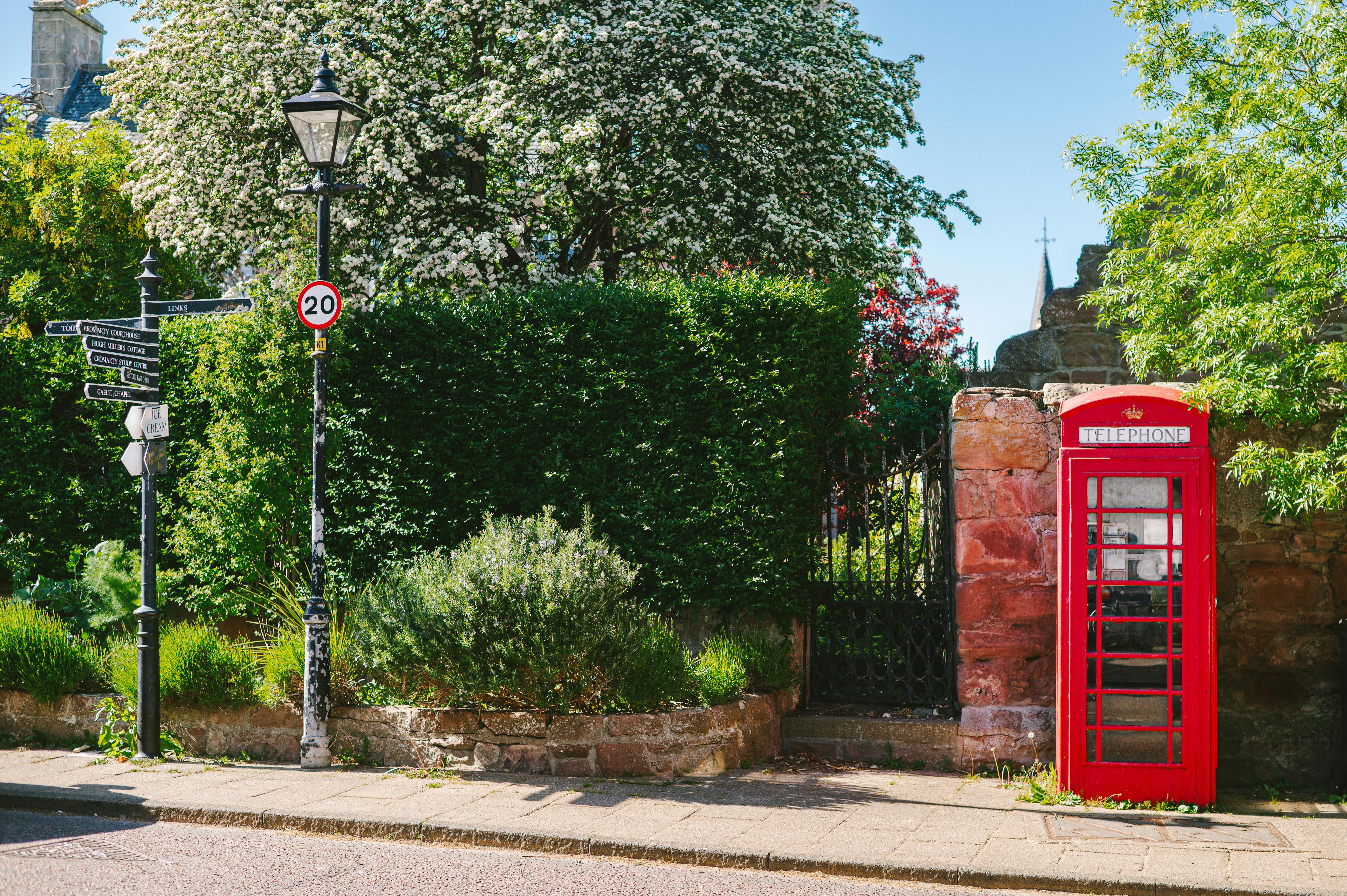 Classic Red Telephone Box in Cromarty, Scotland · Free Stock Photo
