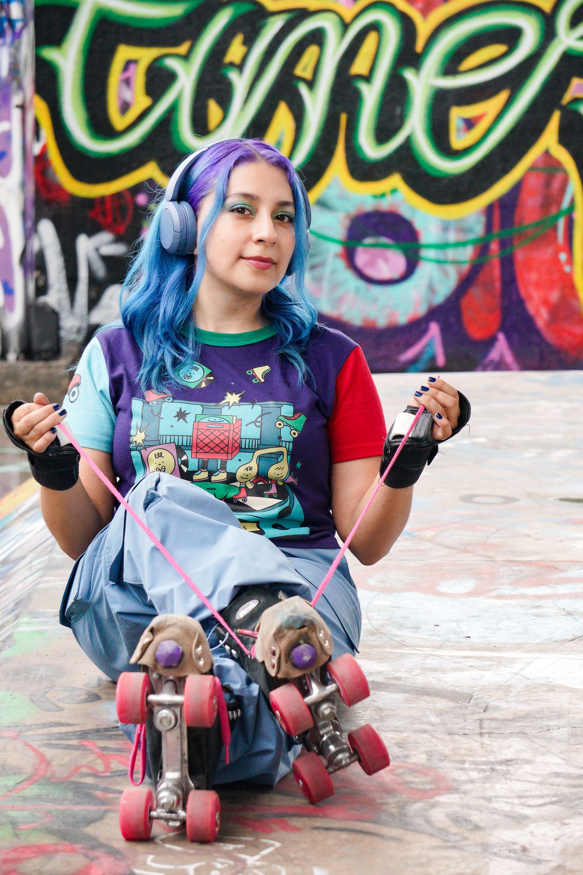 Vibrant Roller Skater in Graffiti Alley · Free Stock Photo