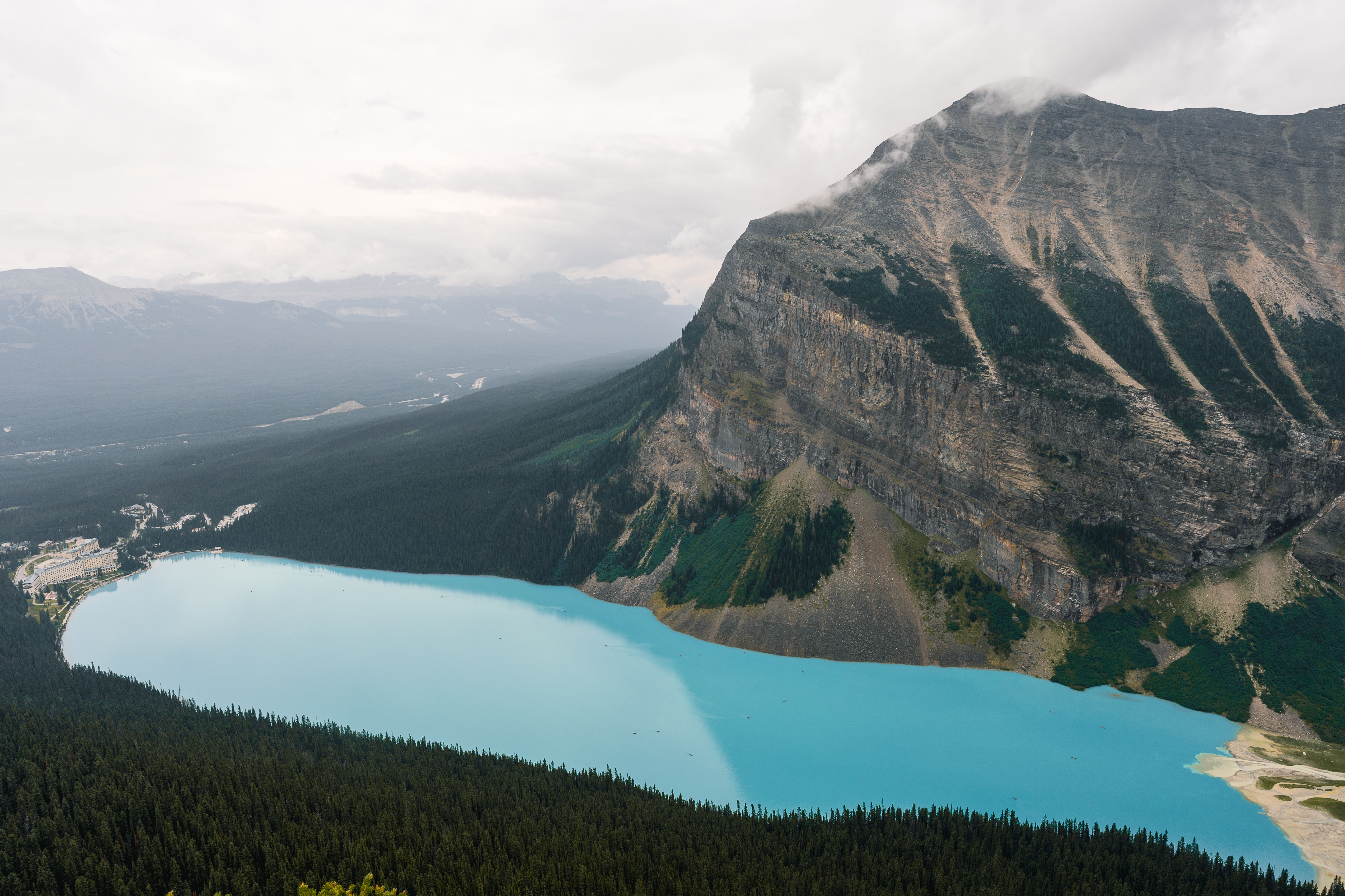 Aerial View of Lake Louise in Banff National Park · Free Stock Photo