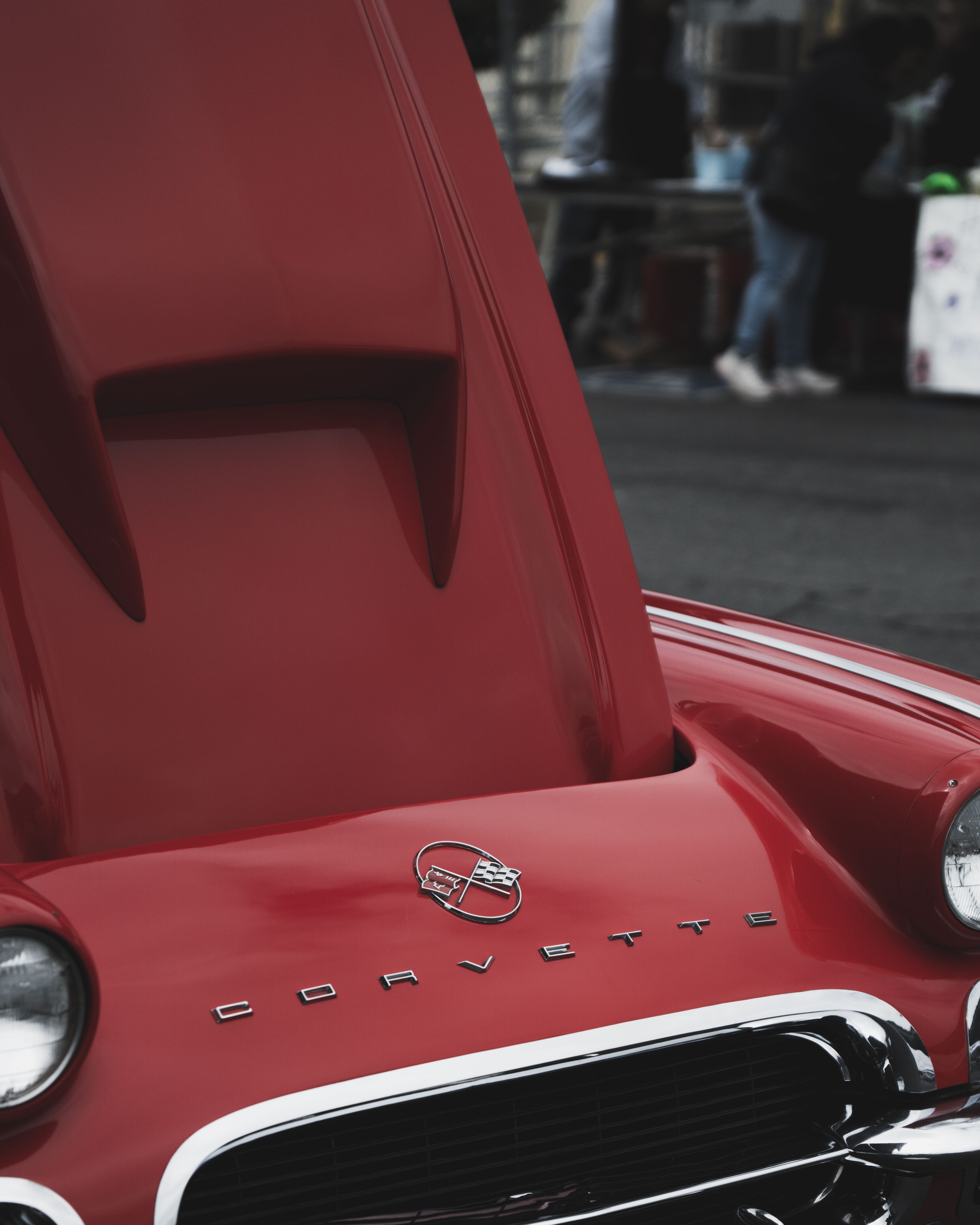 Classic Red Corvette with Open Hood · Free Stock Photo
