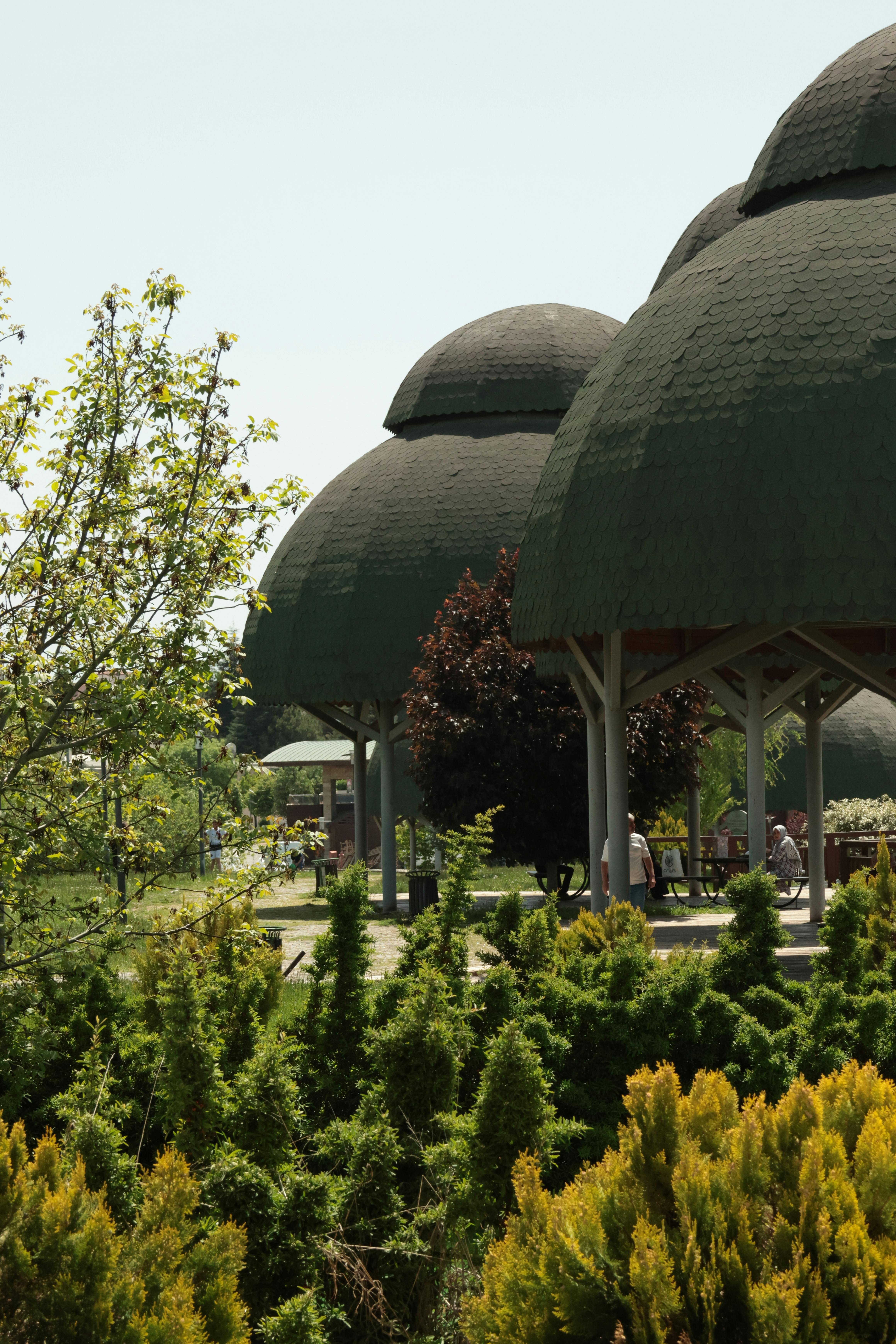Unique Dome-Shaped Pavilions in Lush Park Setting · Free Stock Photo