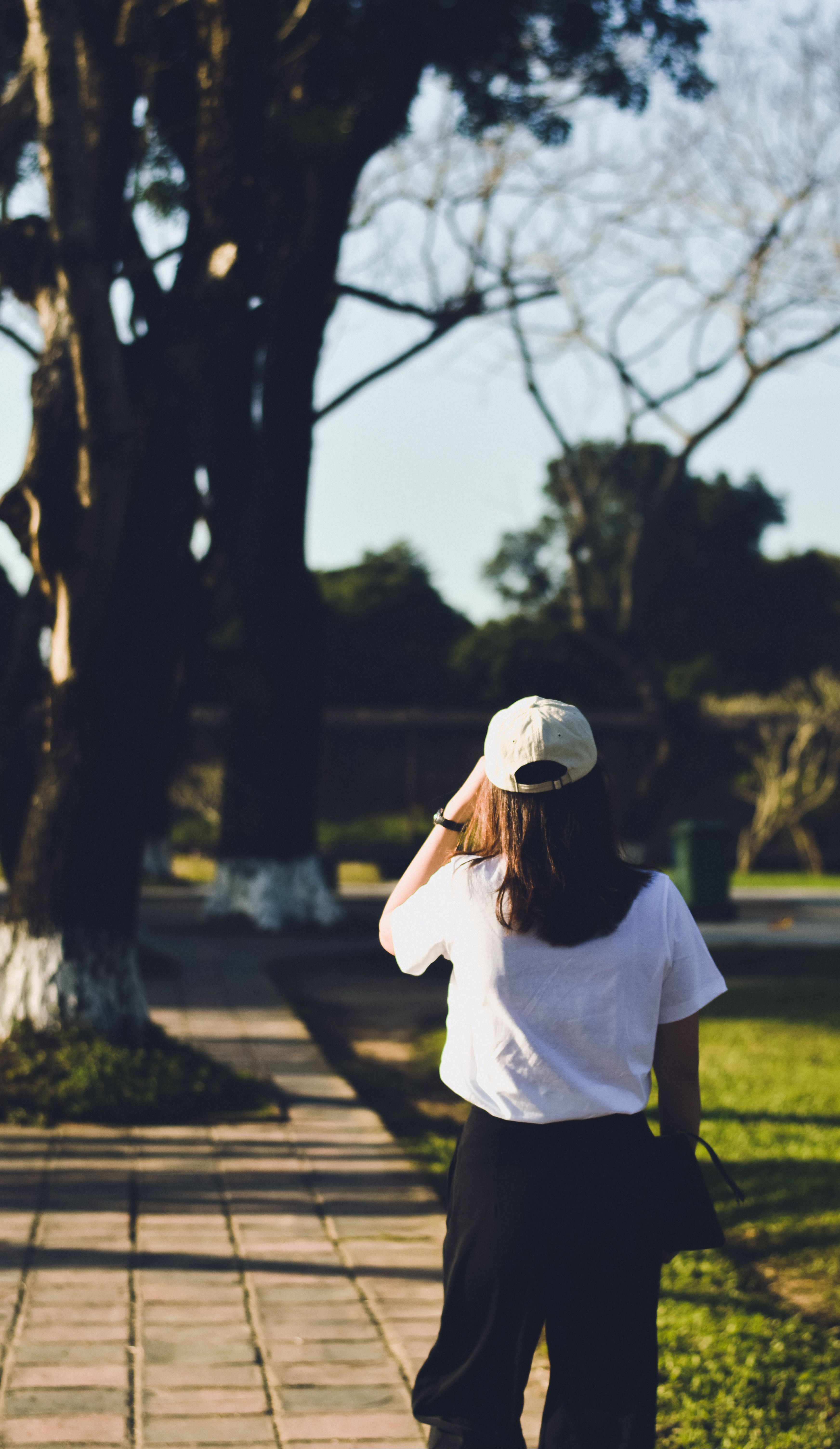 Mujer Joven Paseando Por Un Parque Soleado · Foto de stock gratuita