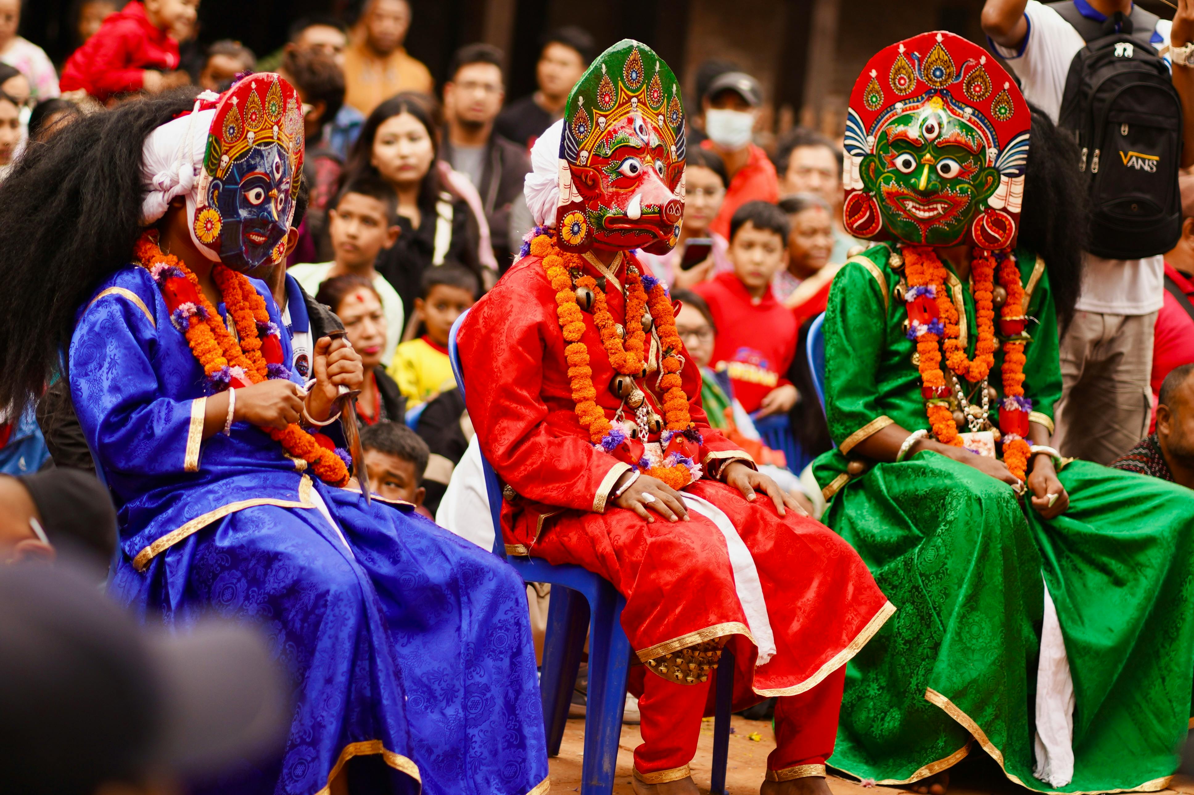 Colorful Masked Dance Ritual in Kathmandu · Free Stock Photo