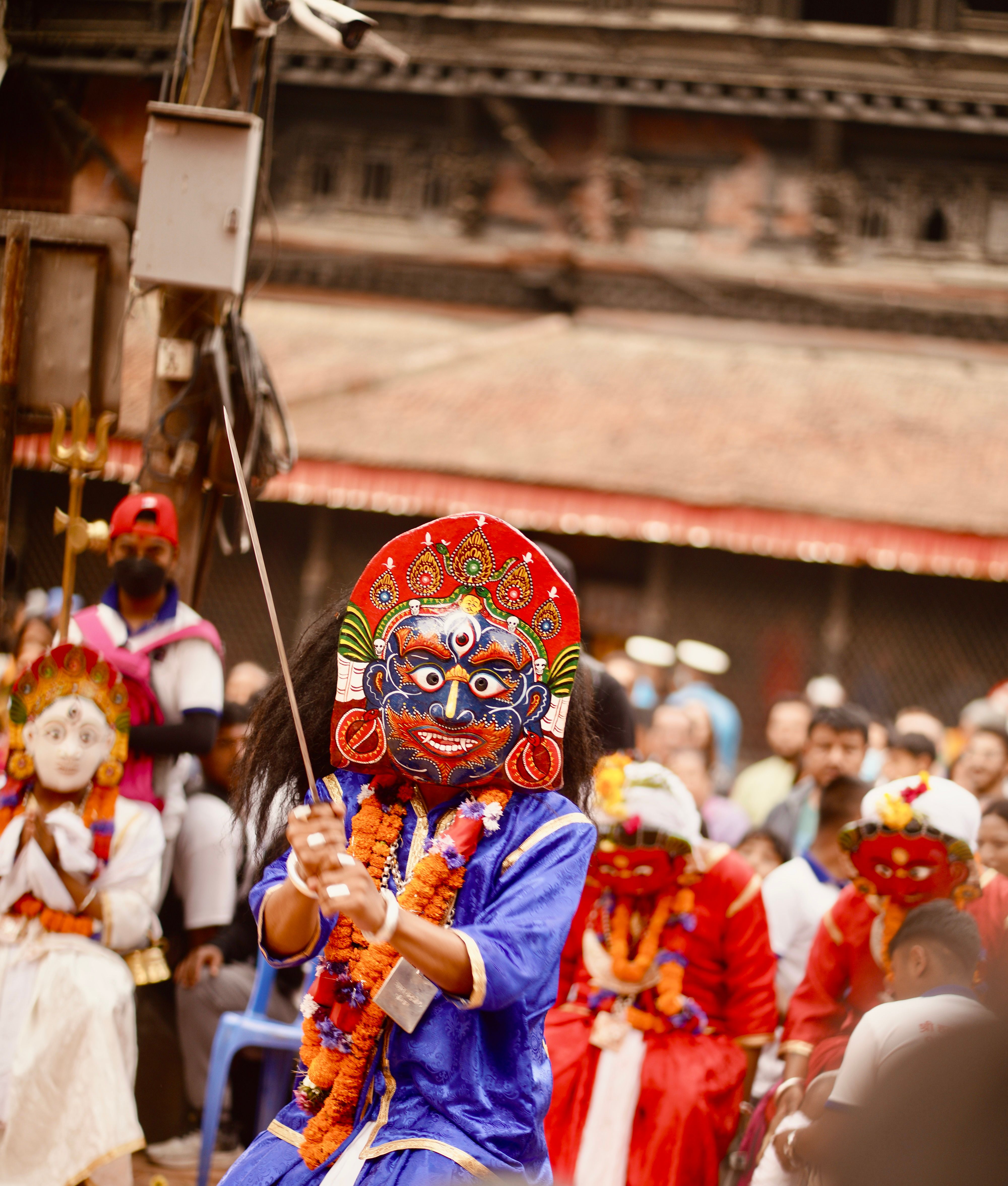 Traditional Masked Dance at Bhaktapur Festival · Free Stock Photo