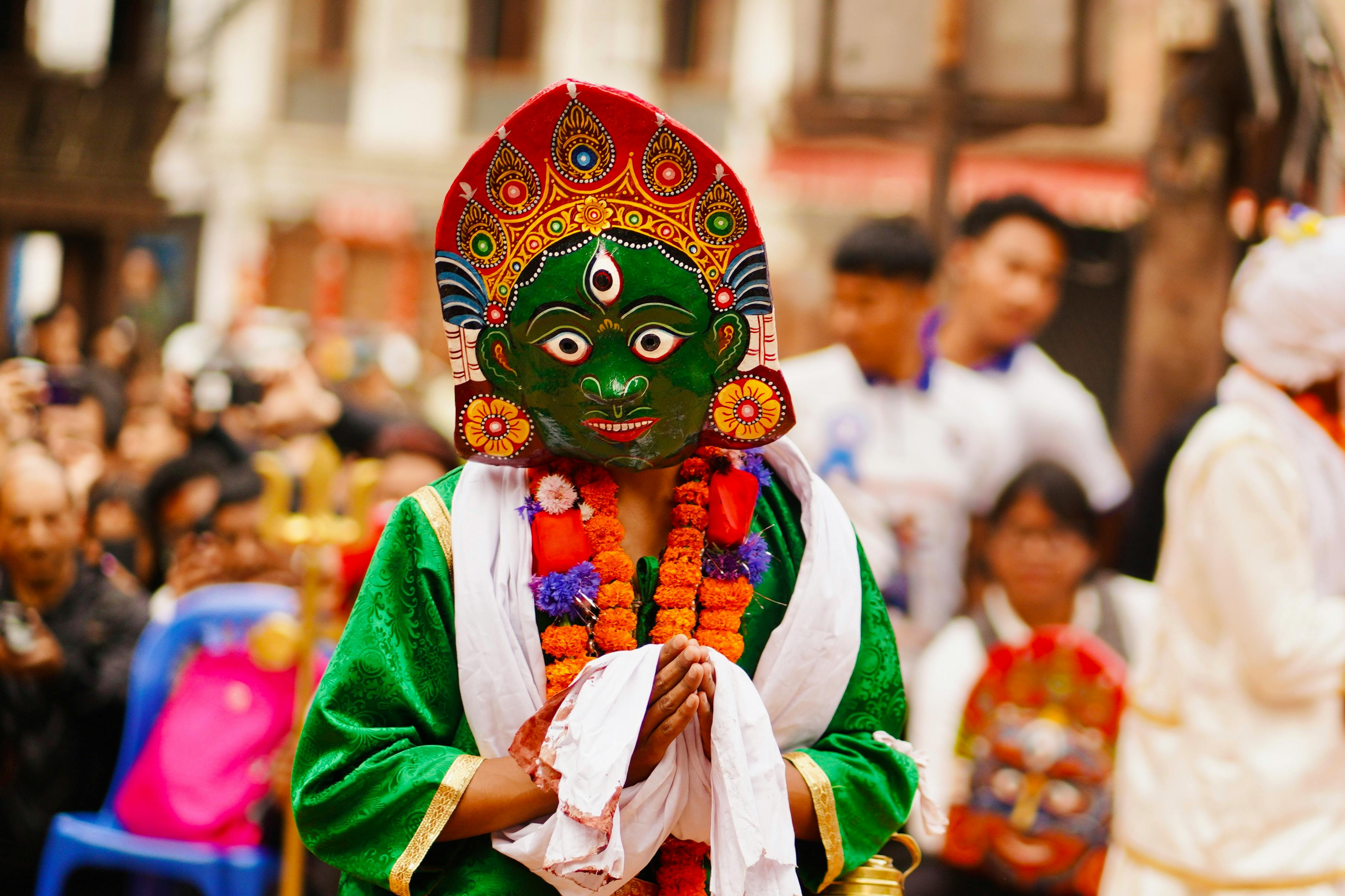 Traditional Masked Dance Ritual in Kathmandu · Free Stock Photo