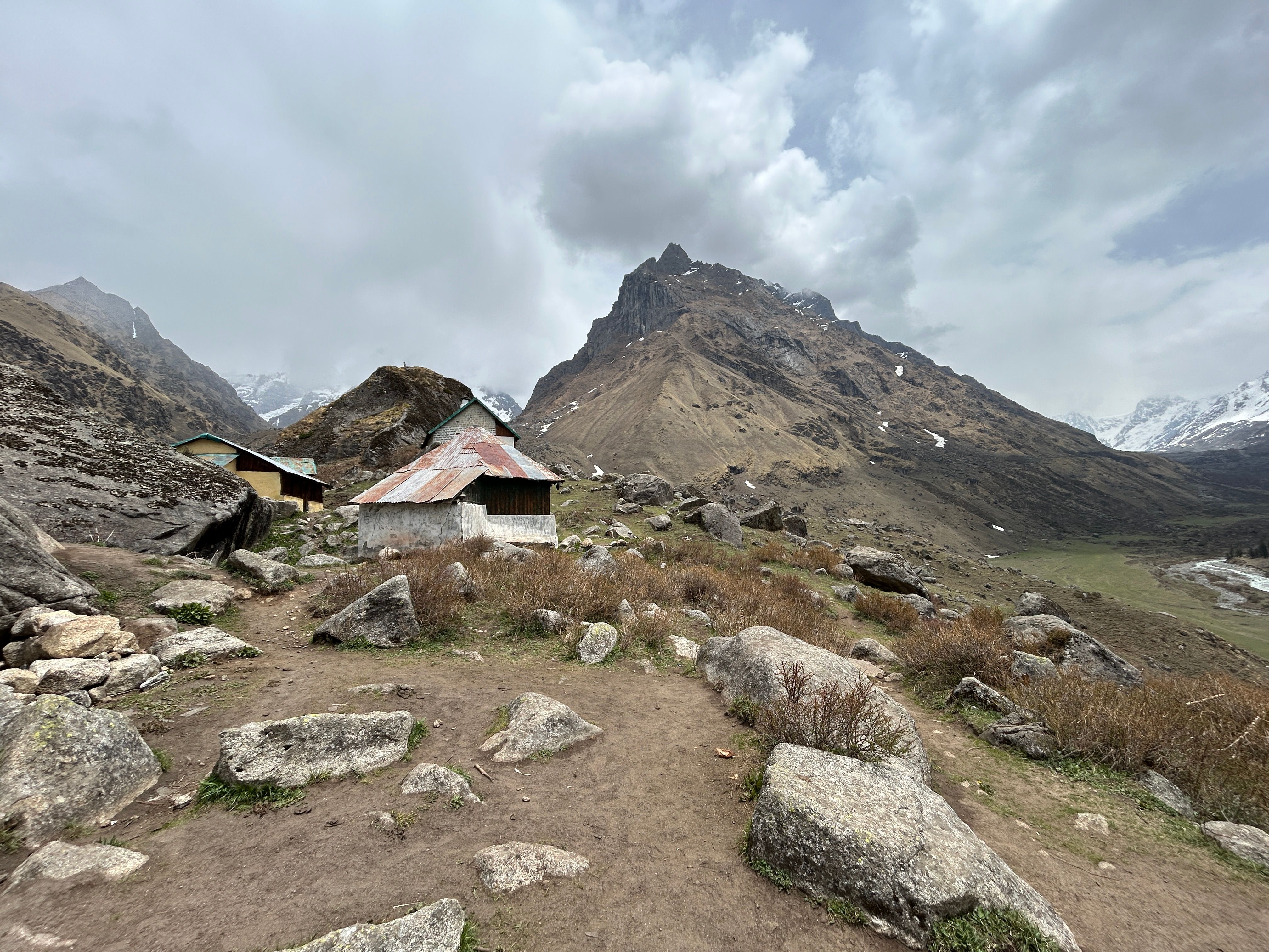 Remote Mountain Landscape with Rustic Huts · Free Stock Photo