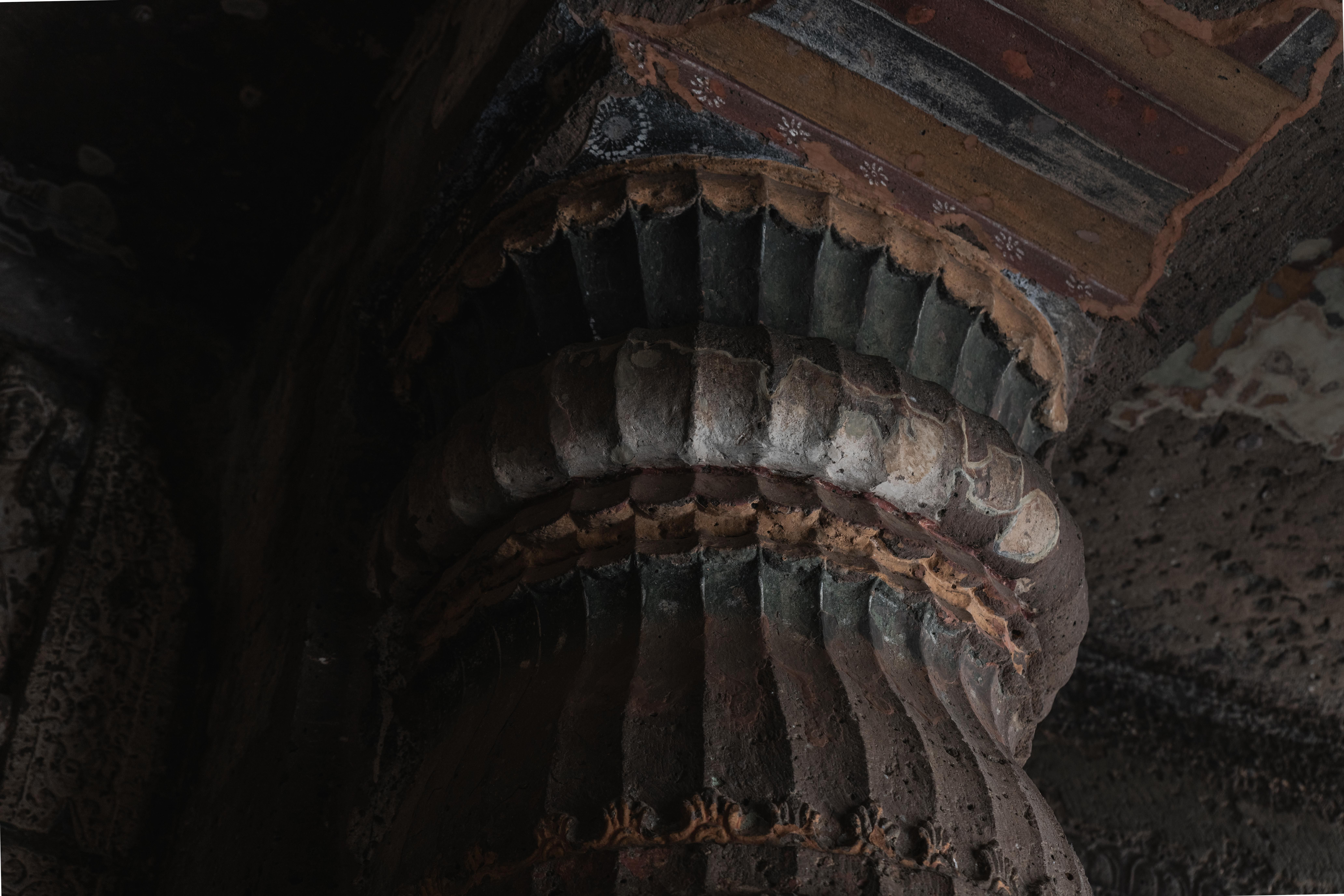 Ancient Carved Pillar at Ajanta Caves, India · Free Stock Photo