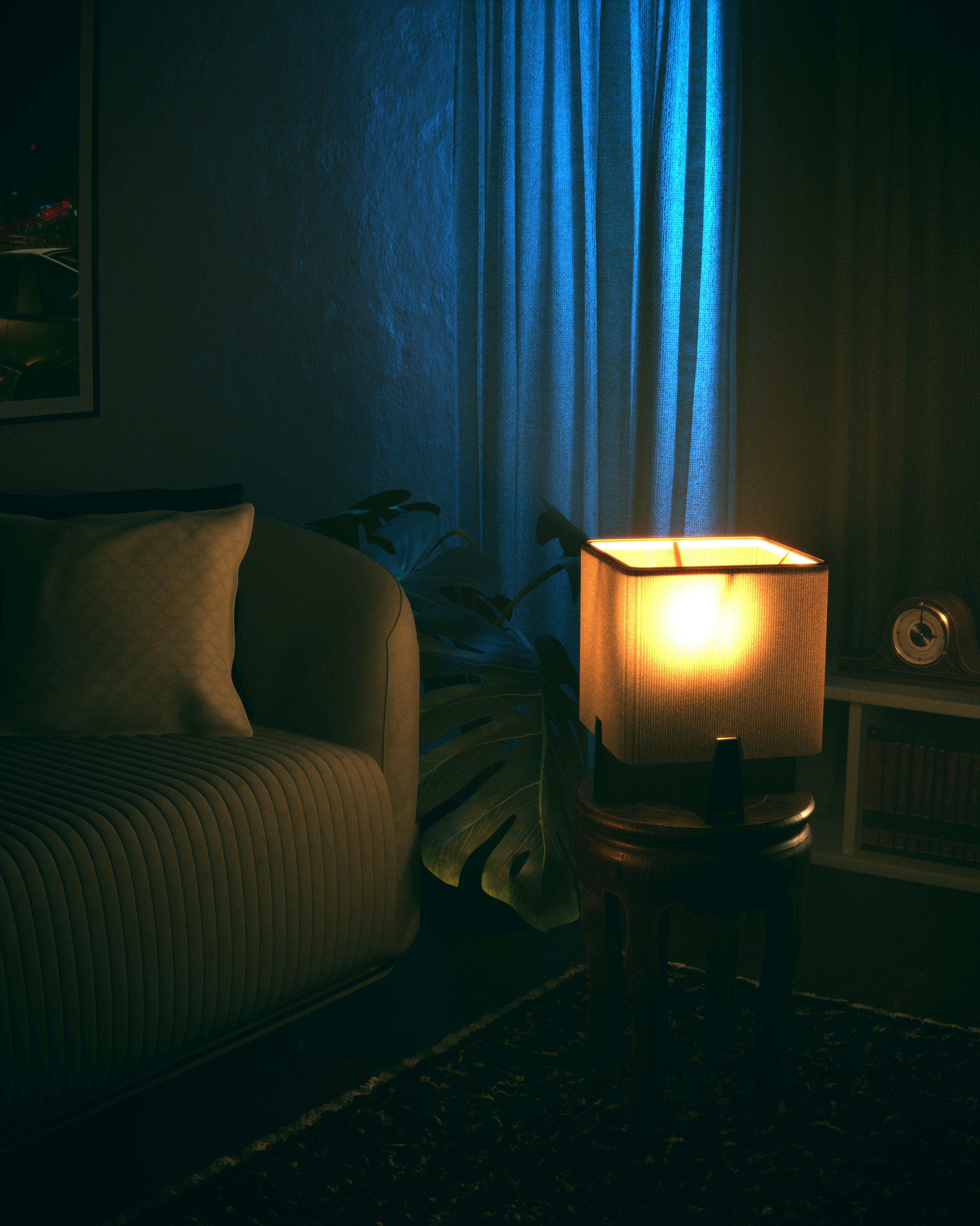 Cozy Living Room with Dim Lighting and Sofa · Free Stock Photo