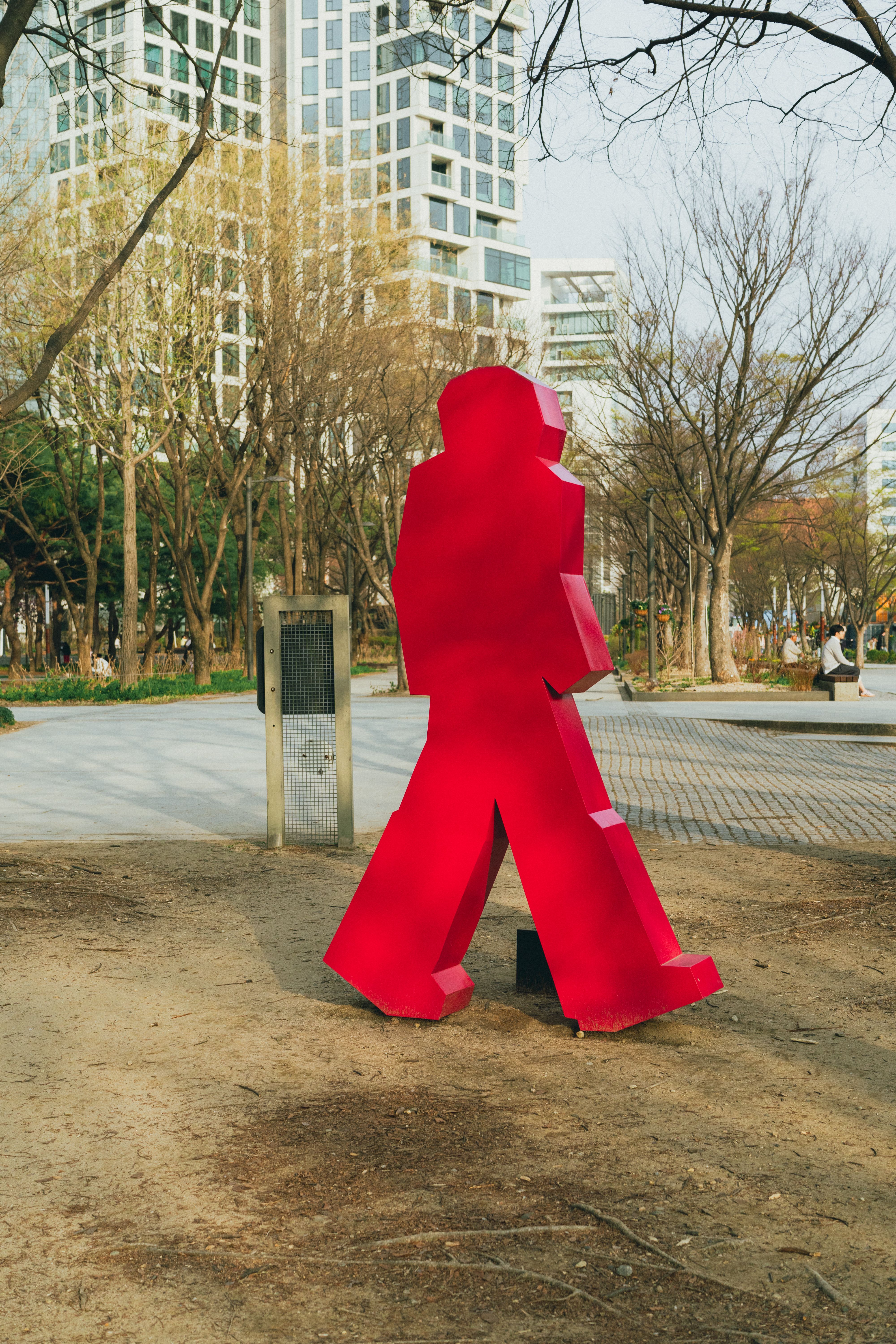 Red Sculpture in Urban Seoul Park · Free Stock Photo