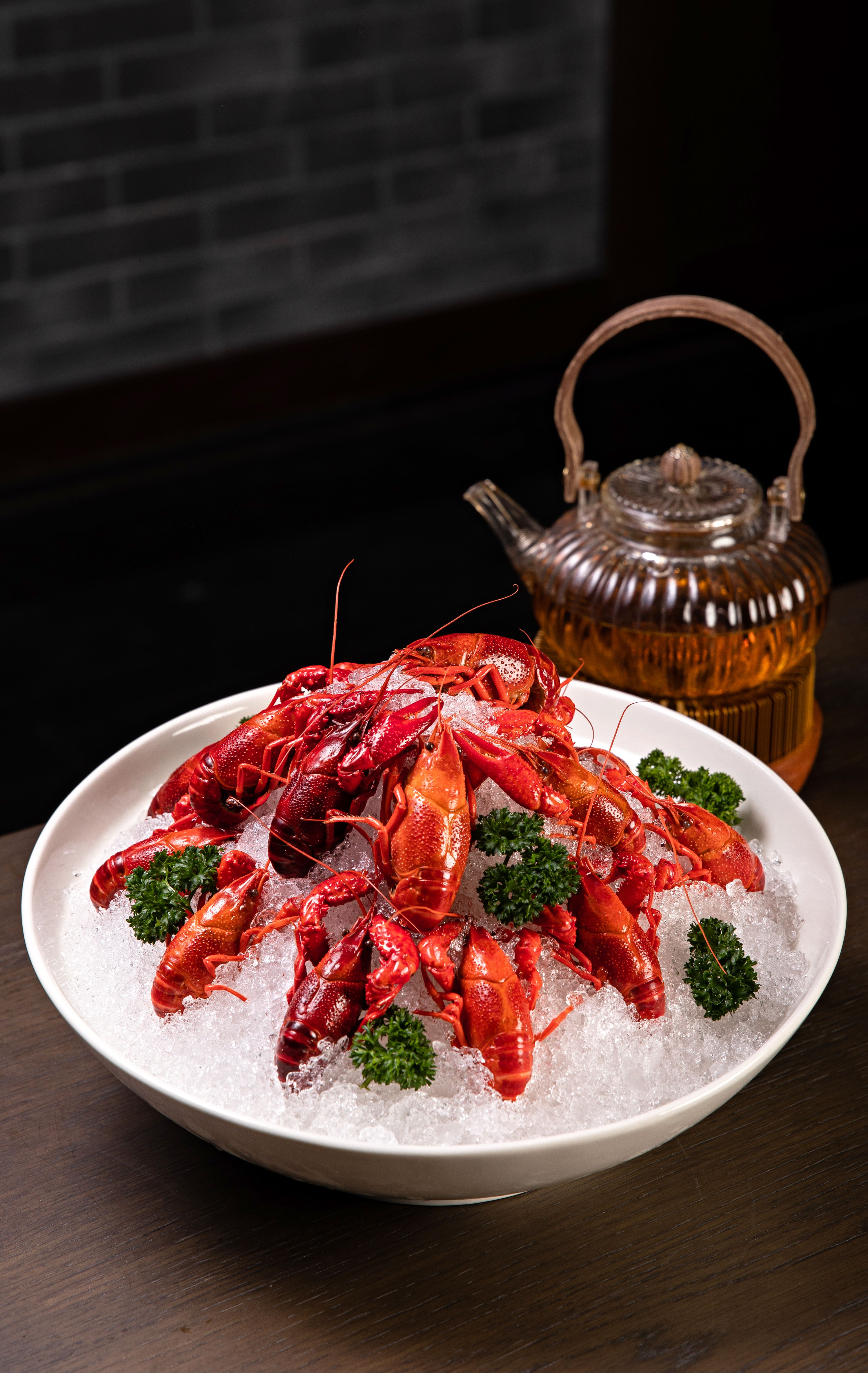 Delicious Boiled Crayfish on Ice with Parsley · Free Stock Photo
