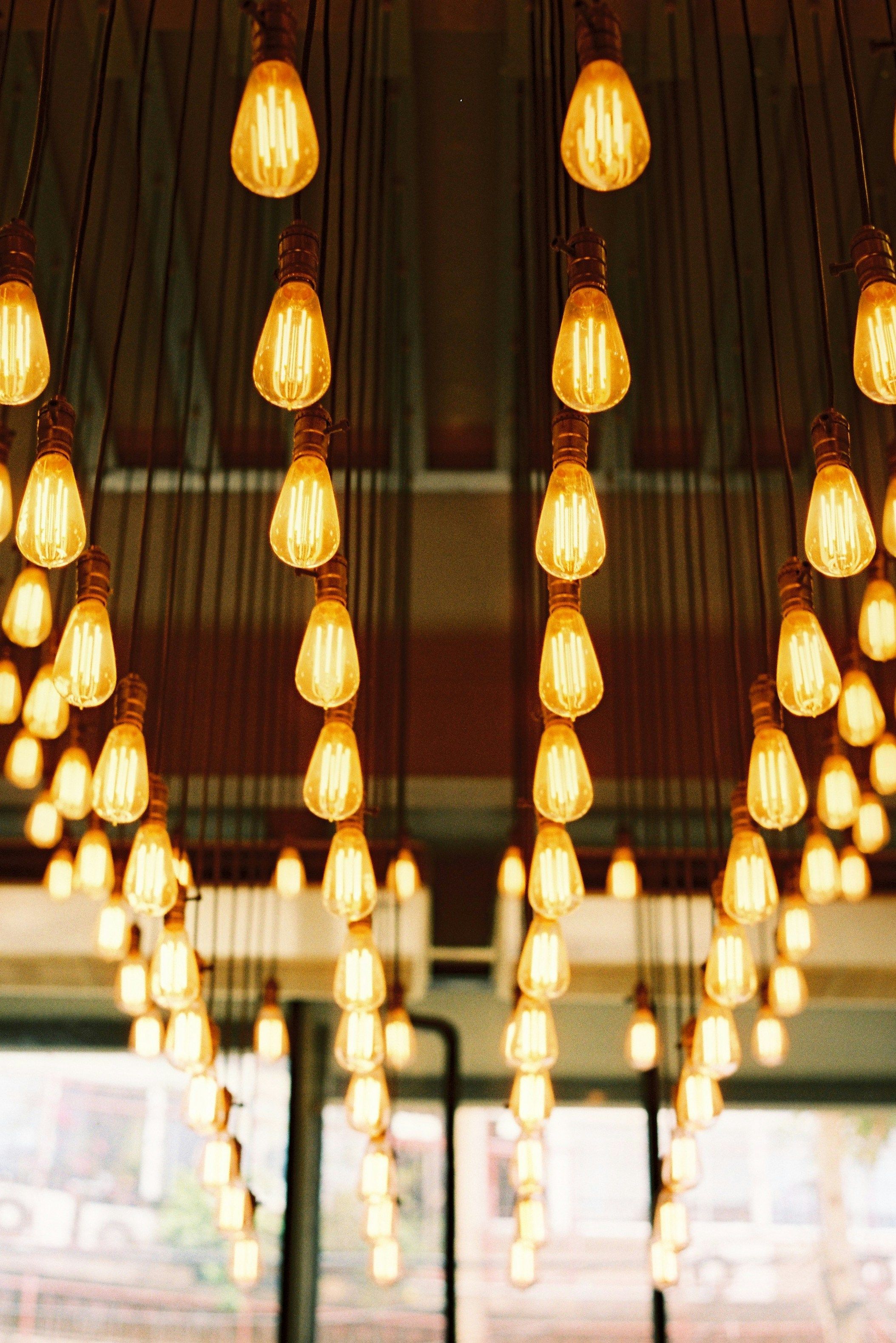 Warm Glow of Hanging Edison Bulbs in Bangkok · Free Stock Photo