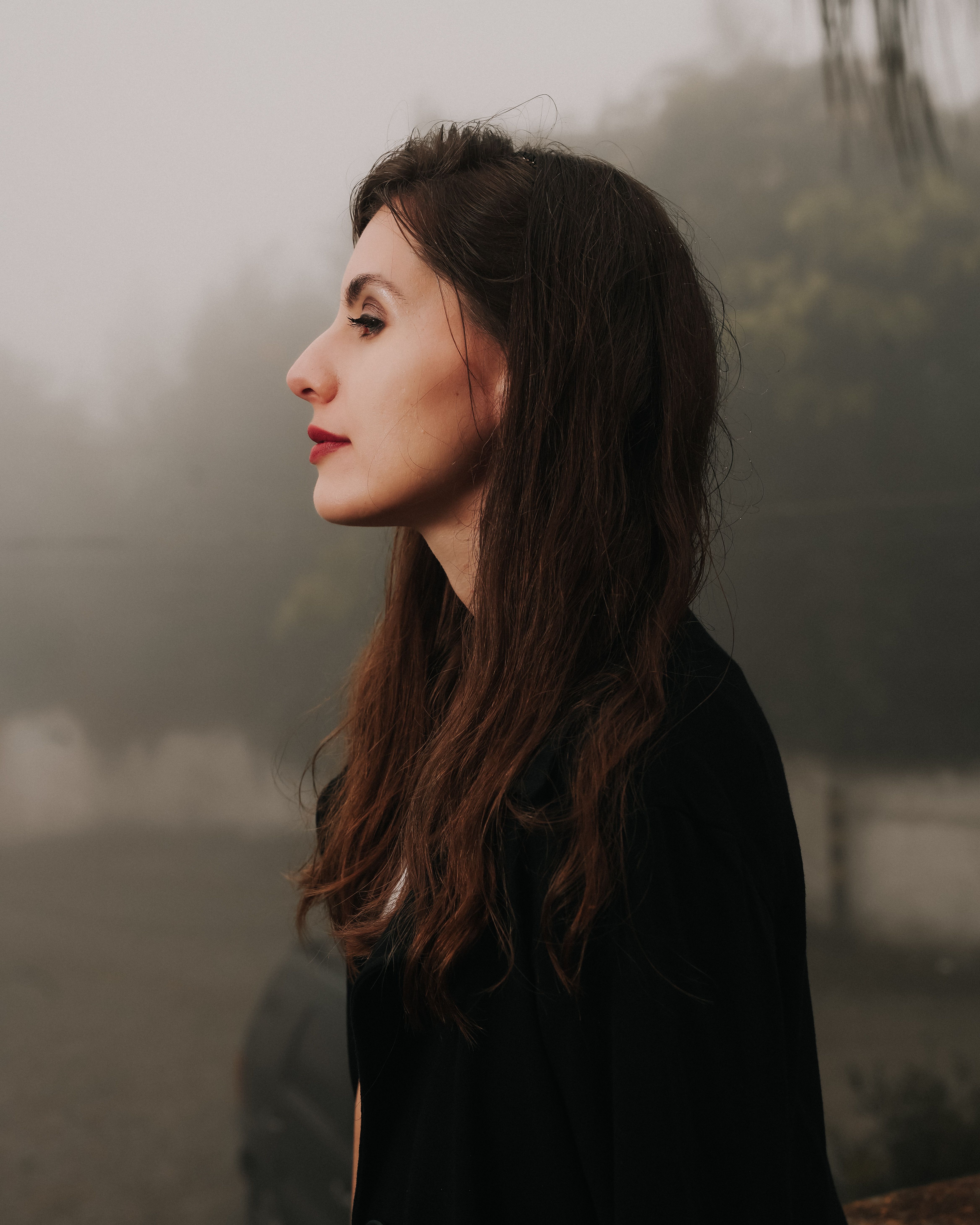 Portrait of Woman in Foggy Outdoor Setting · Free Stock Photo
