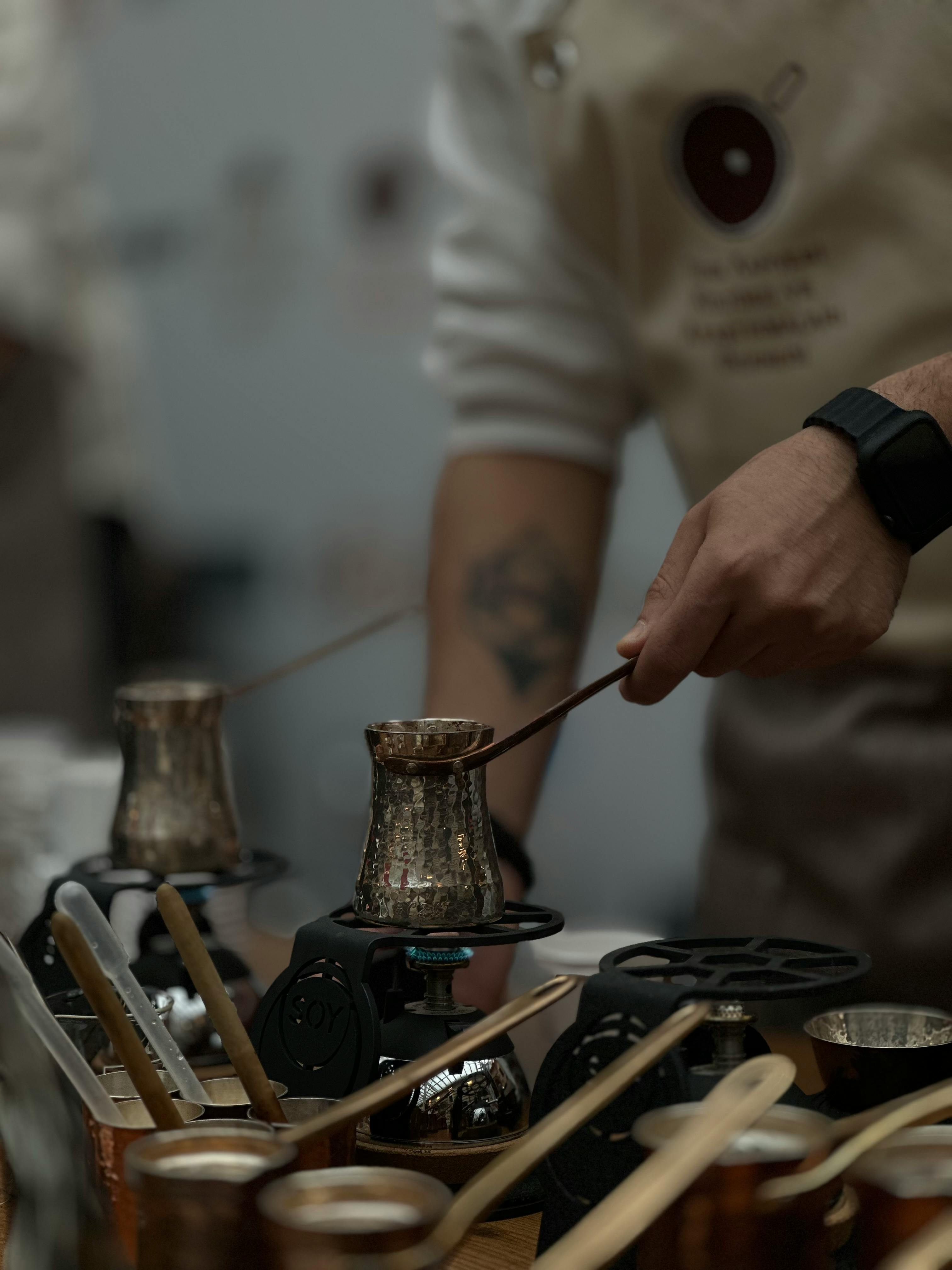 Close-Up of Traditional Turkish Coffee Preparation · Free Stock Photo