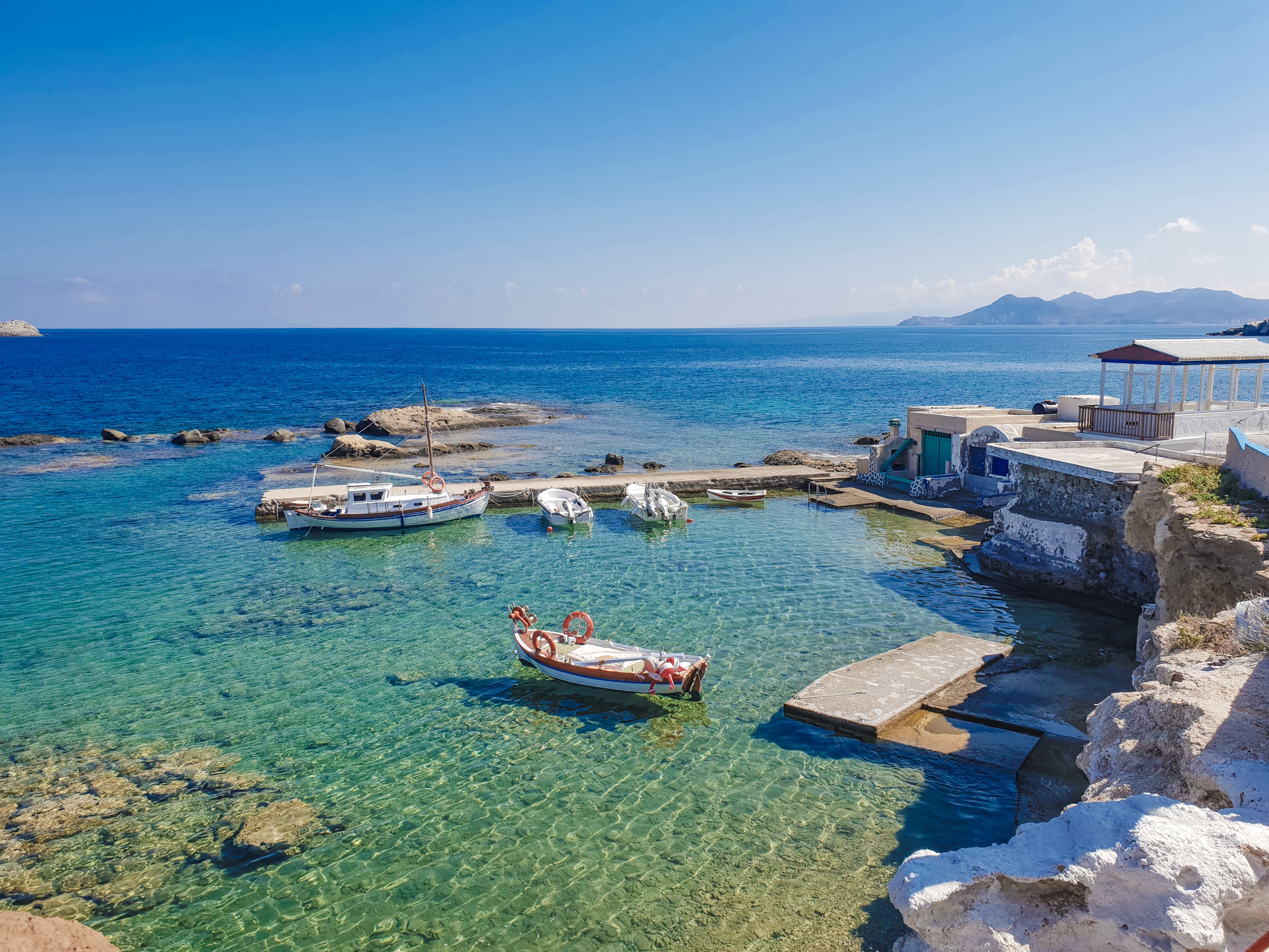 Scenic Seaside View of Beautiful Greek Harbor · Free Stock Photo