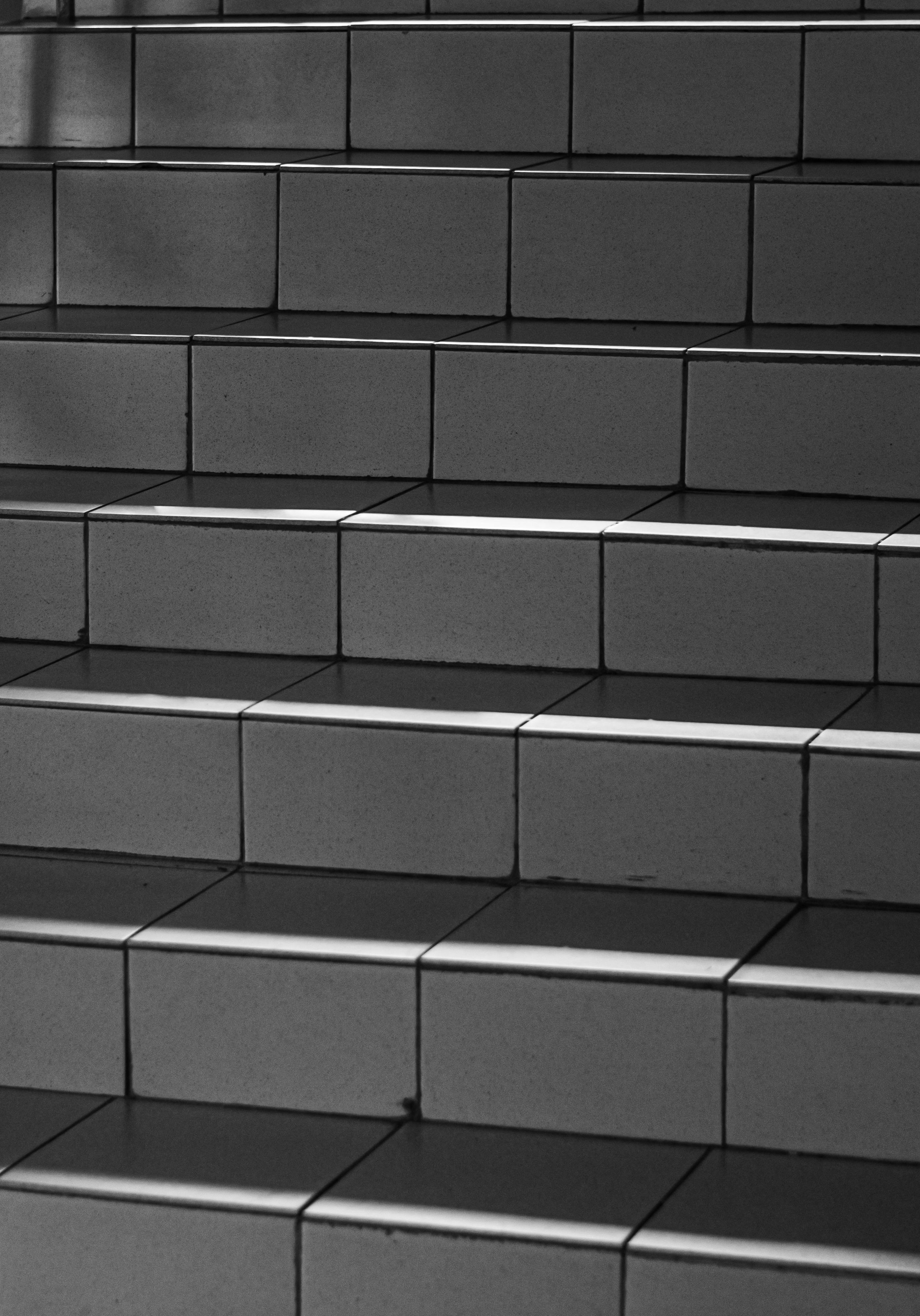 Monochrome Tiled Staircase Interior Design · Free Stock Photo