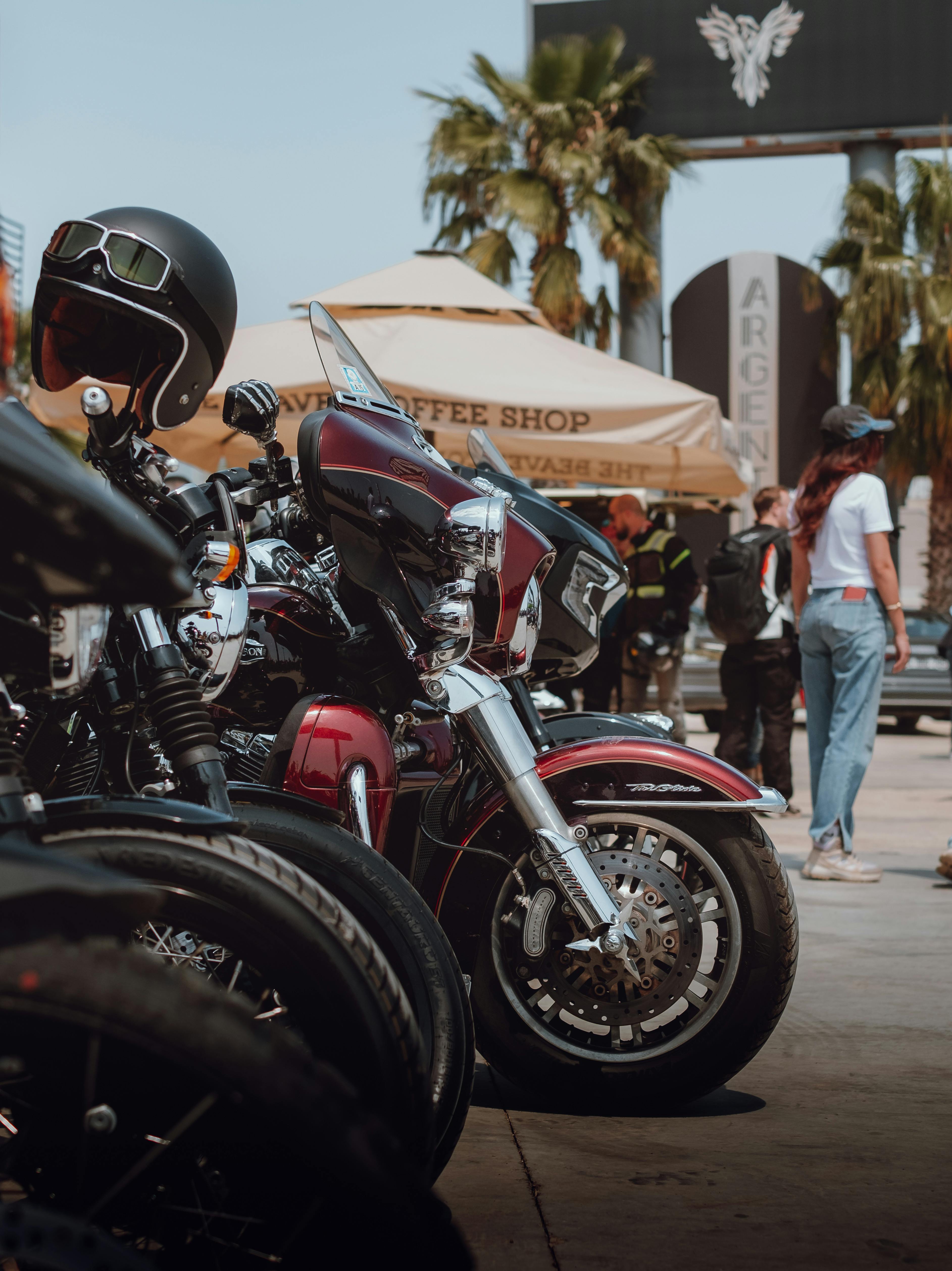 Motorcycle Gathering at Outdoor Cafe · Free Stock Photo