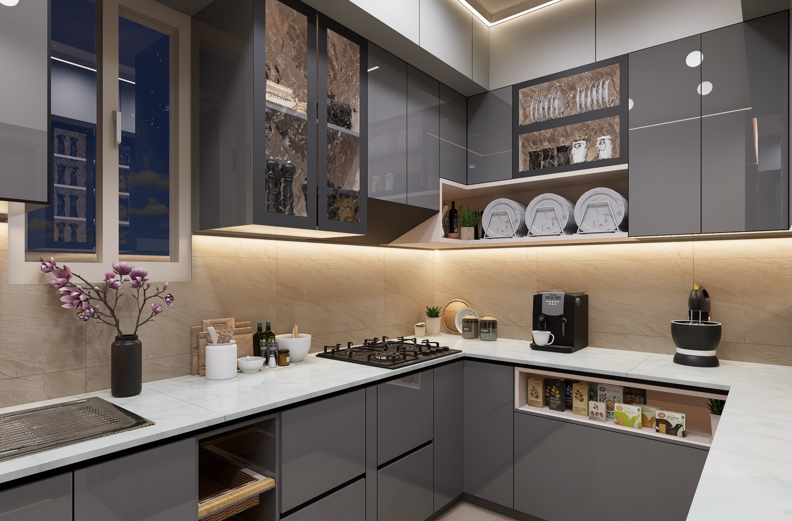 Modern Kitchen Interior with Stylish Decor · Free Stock Photo
