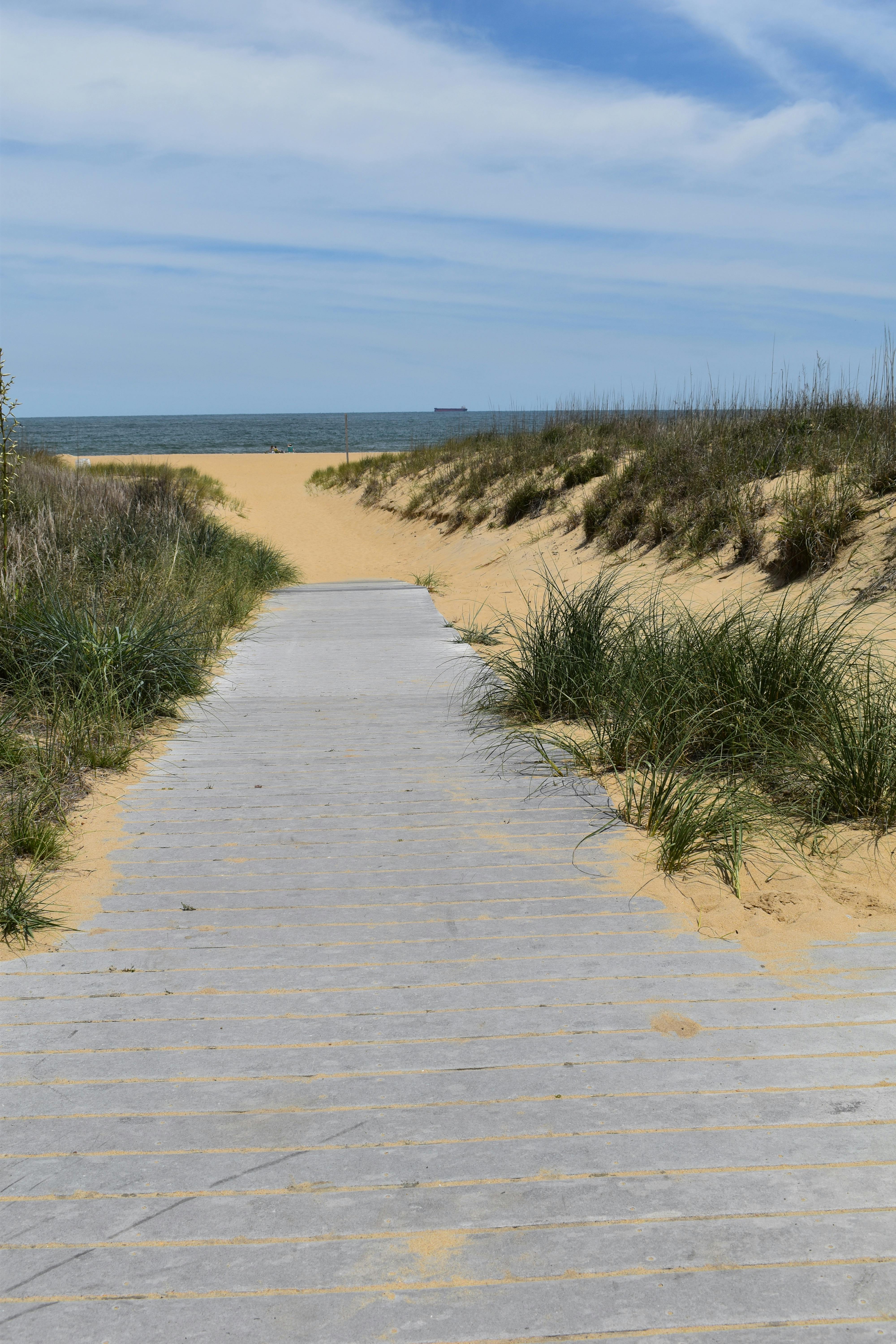 Tranquil Boardwalk Leading to Virginia Beach · Free Stock Photo