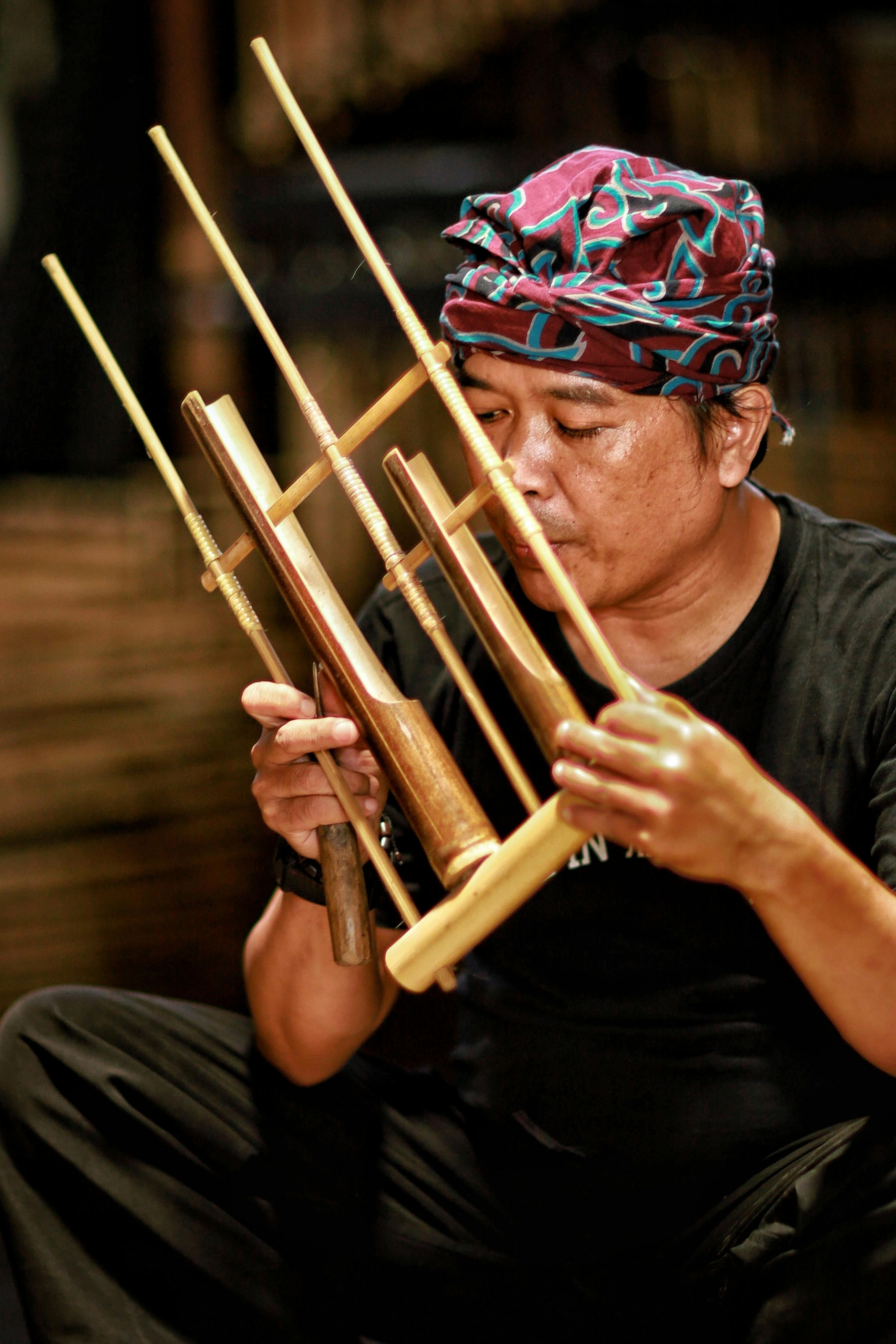 Traditional Angklung Musician in Indonesia · Free Stock Photo