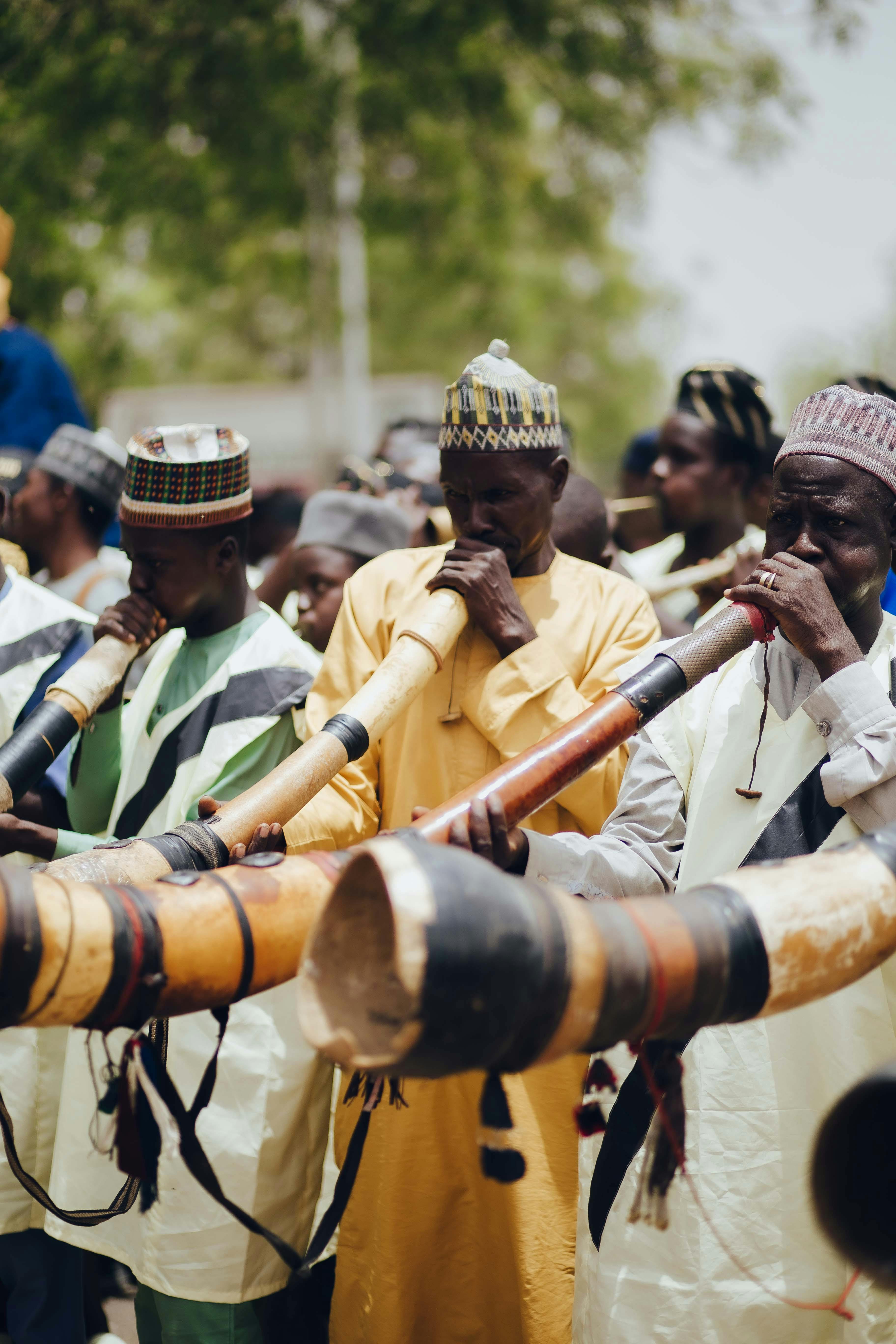 Traditional Horn Players in Nigerian Festival · Free Stock Photo