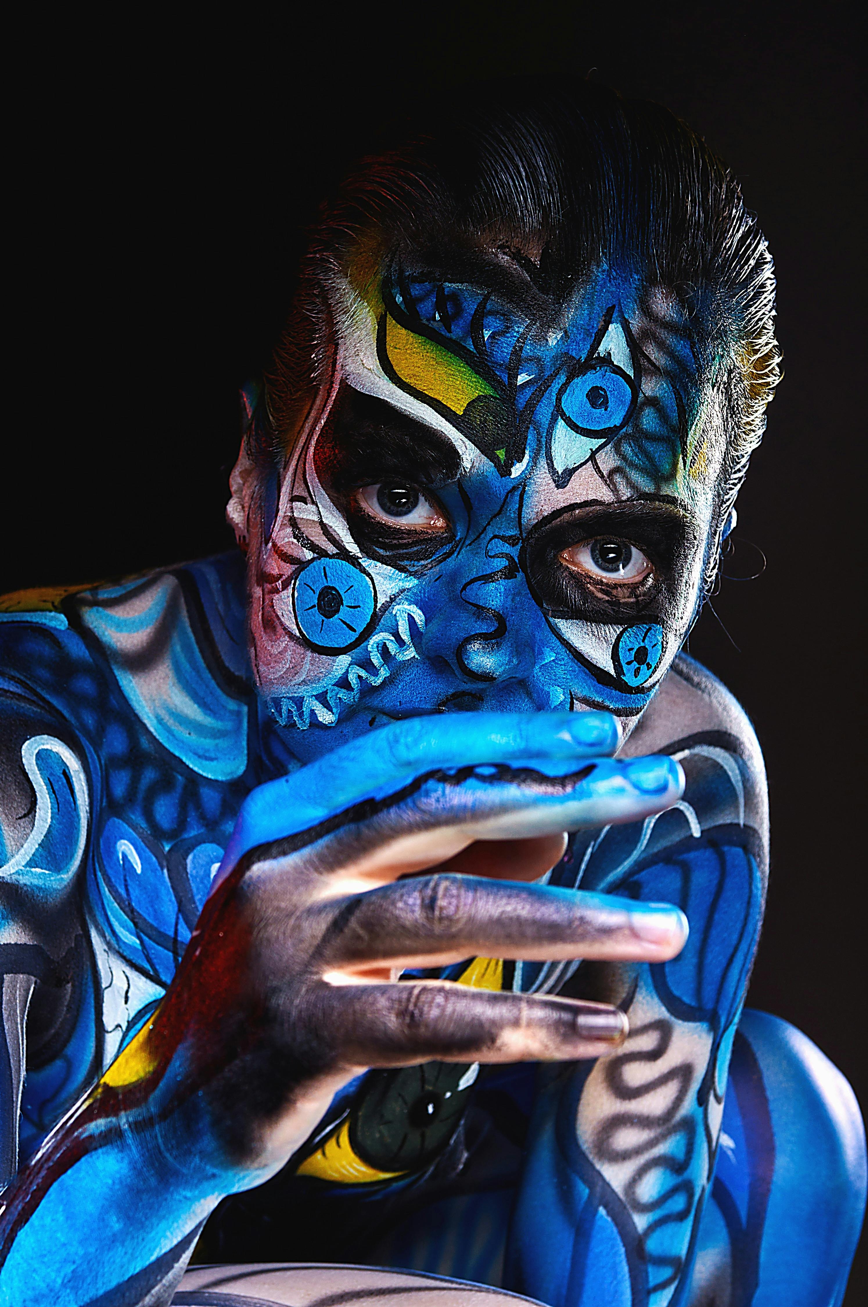 Colorful Artistic Body Paint on Human Portrait · Free Stock Photo