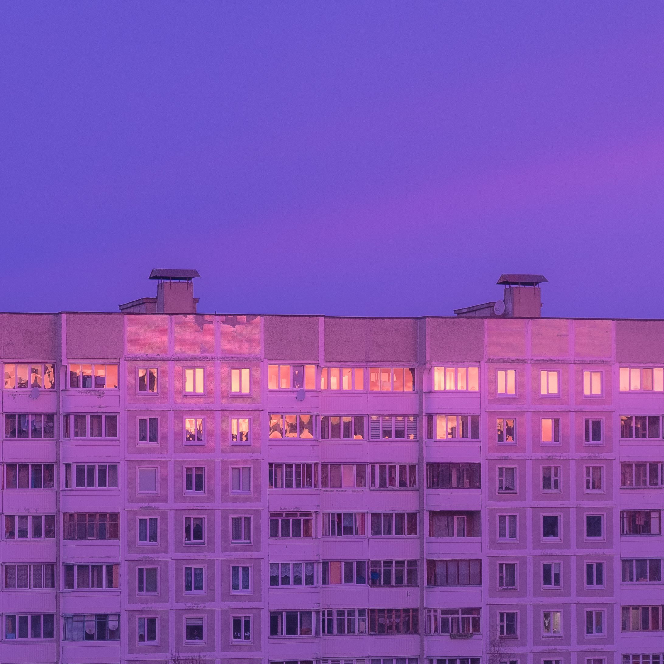 Stunning Pink Sunset on Soviet Style Apartment · Free Stock Photo