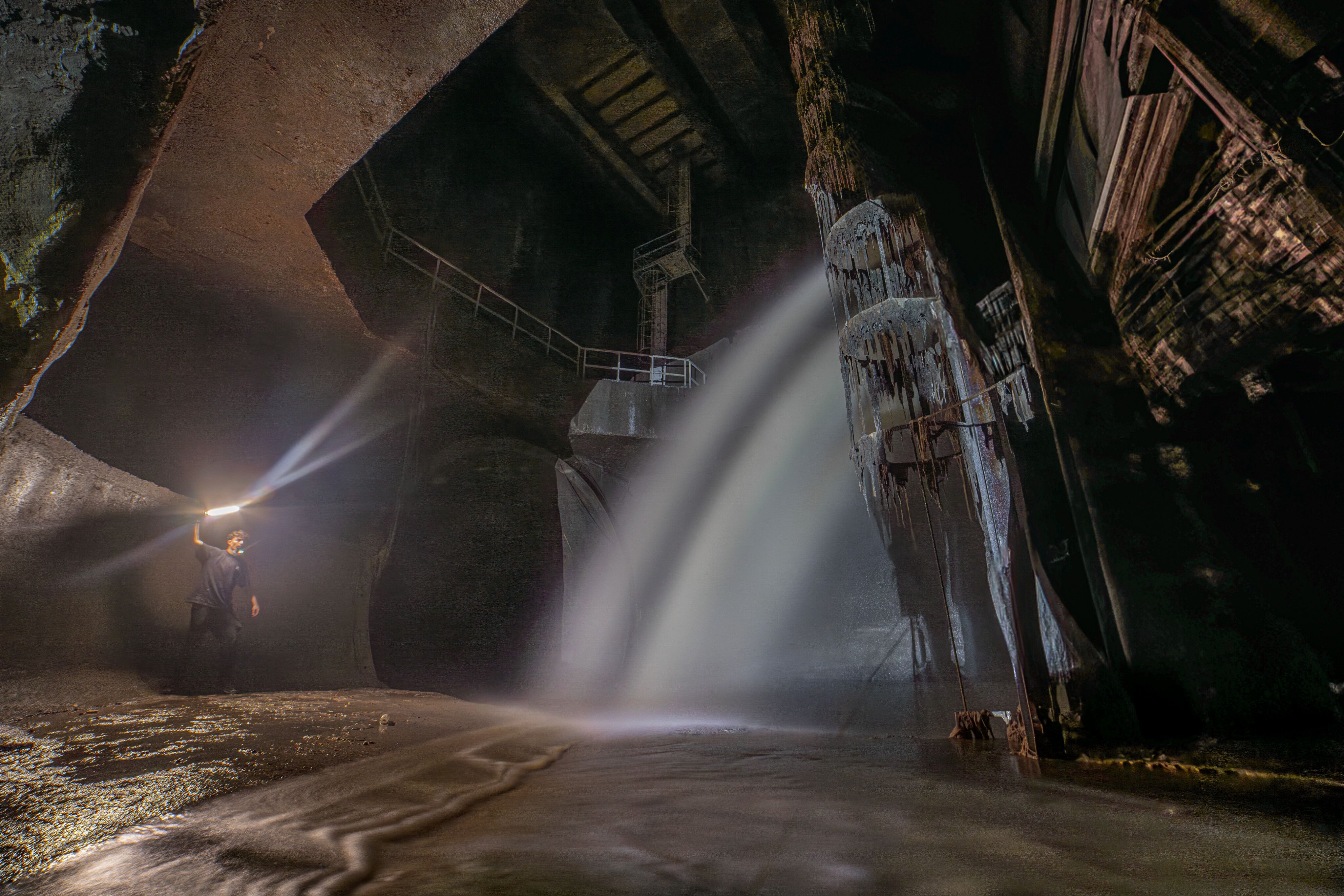 Salt sculpture of miner underground