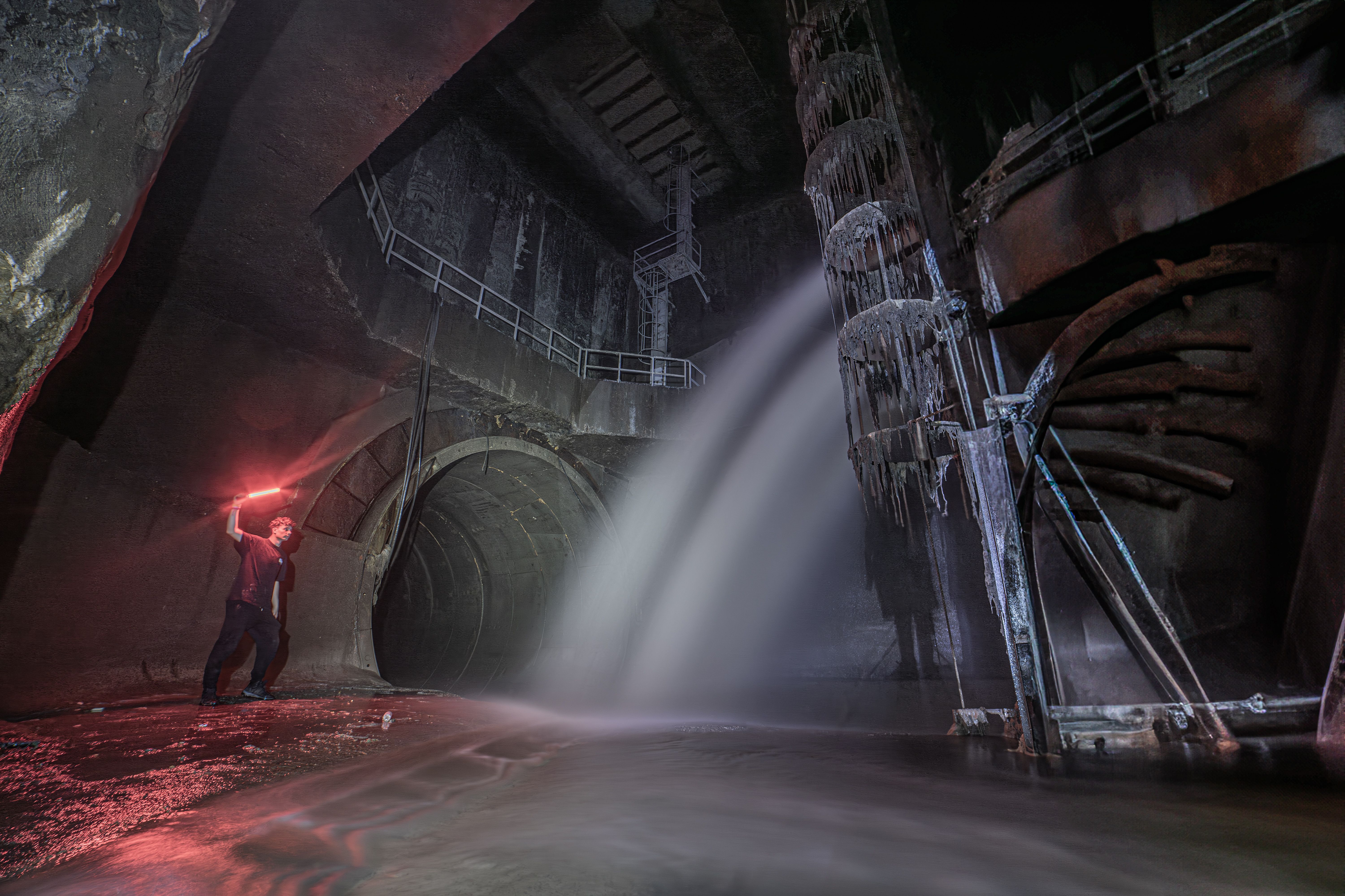 Mysterious Underground Tunnel Exploration Scene · Free Stock Photo