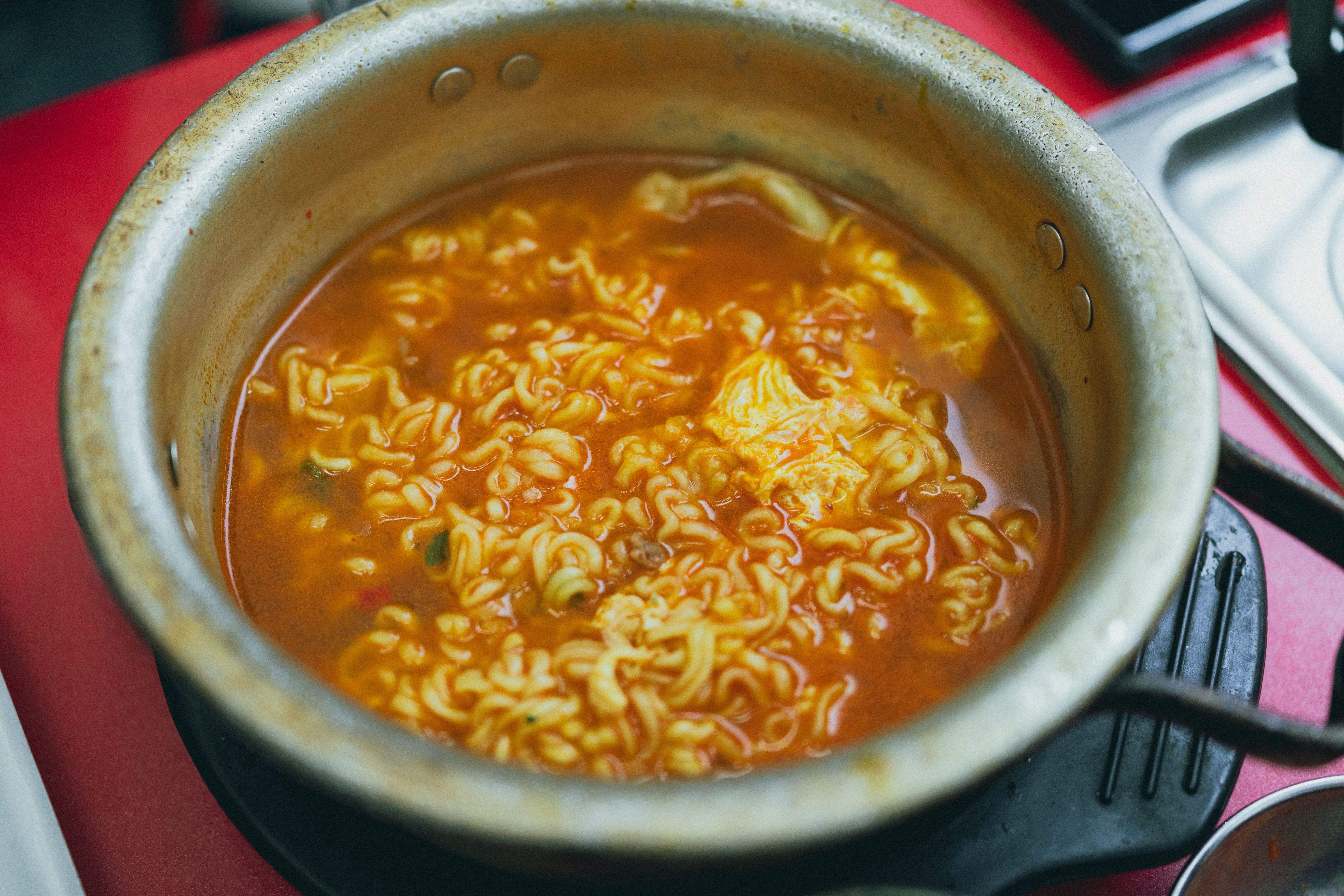 Delicious Korean Ramen in a Boiling Pot · Free Stock Photo